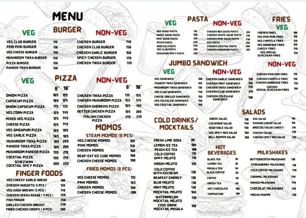 Menu at Reap-Eat Cafe, Mumbai