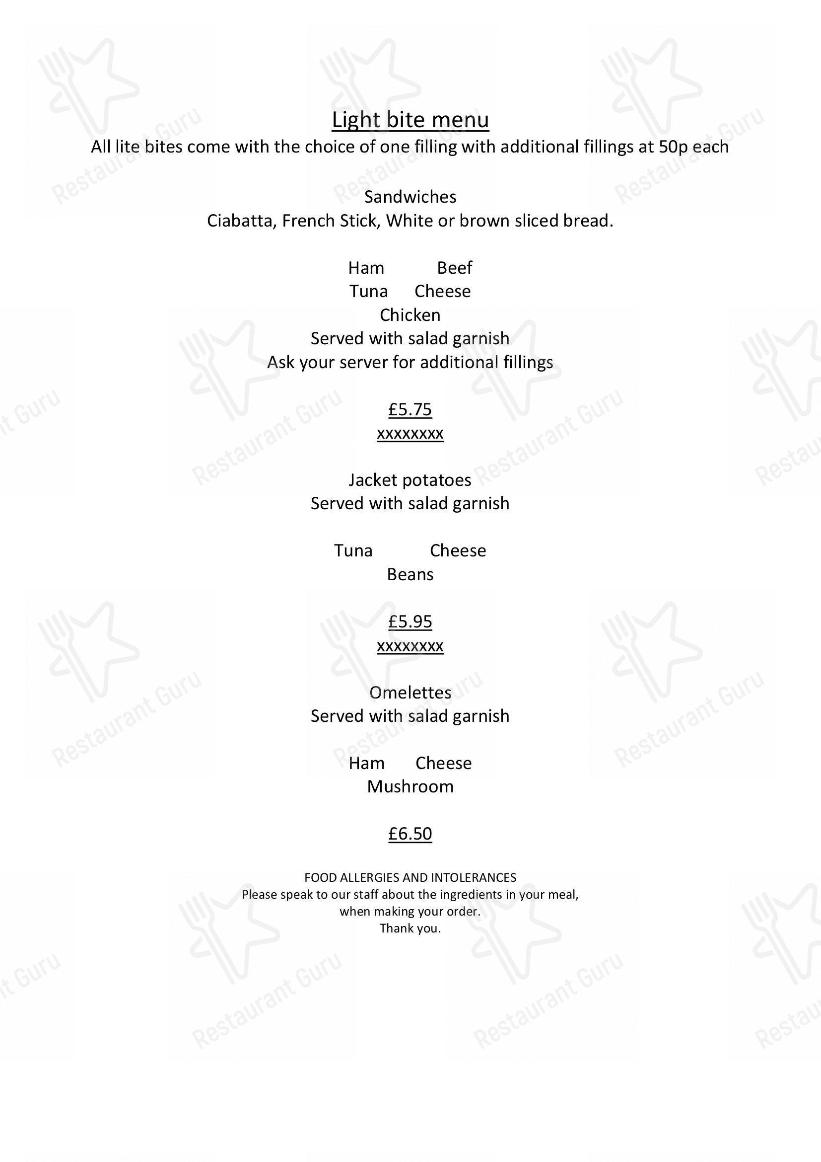 Menu at Red Bull, Church Lawton pub & bar, Stoke-on-Trent, Congleton Rd S