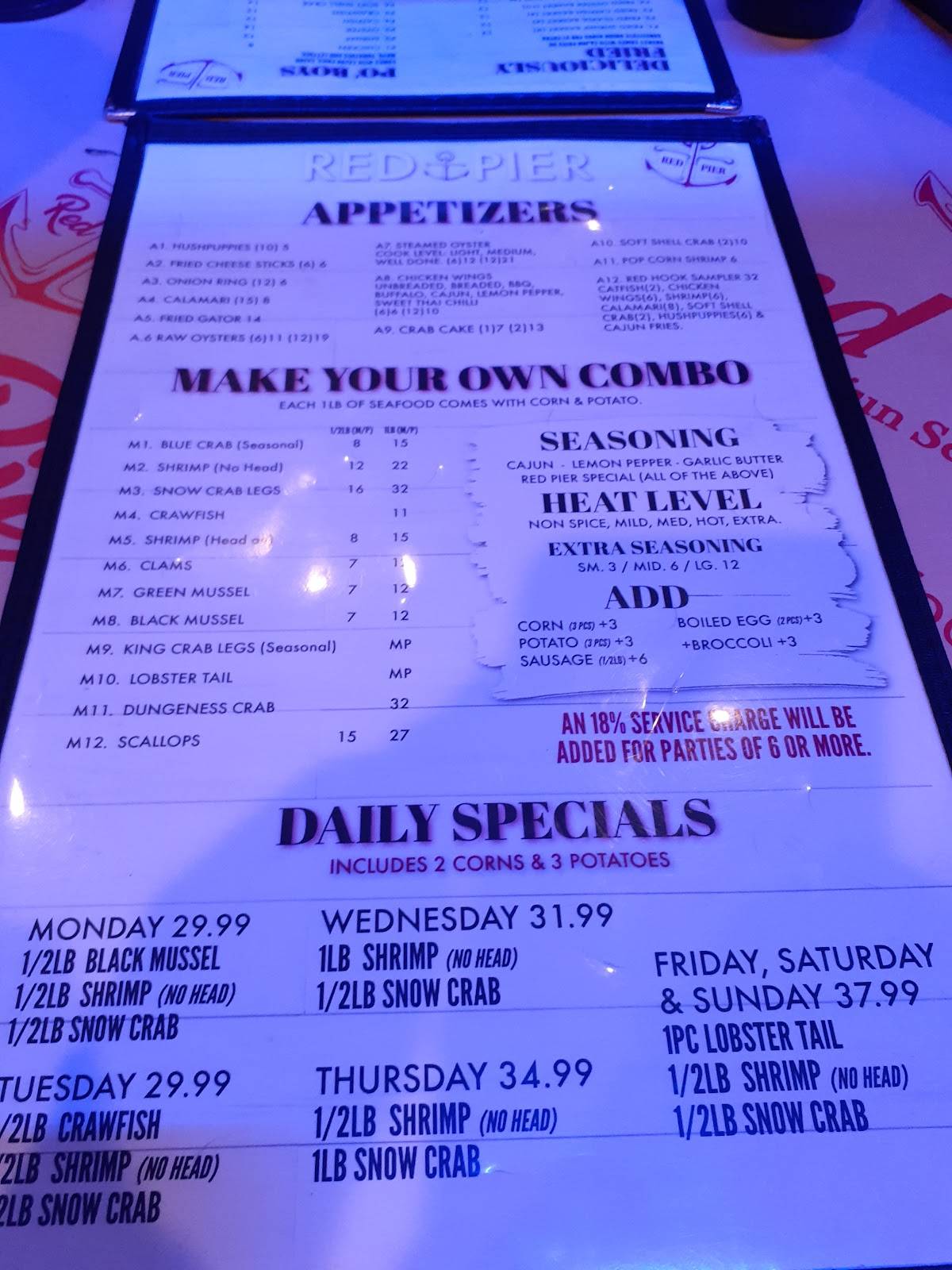Menu at Red Pier Cajun Seafood & Bar - Church Rd / Pepper Chase, Southaven