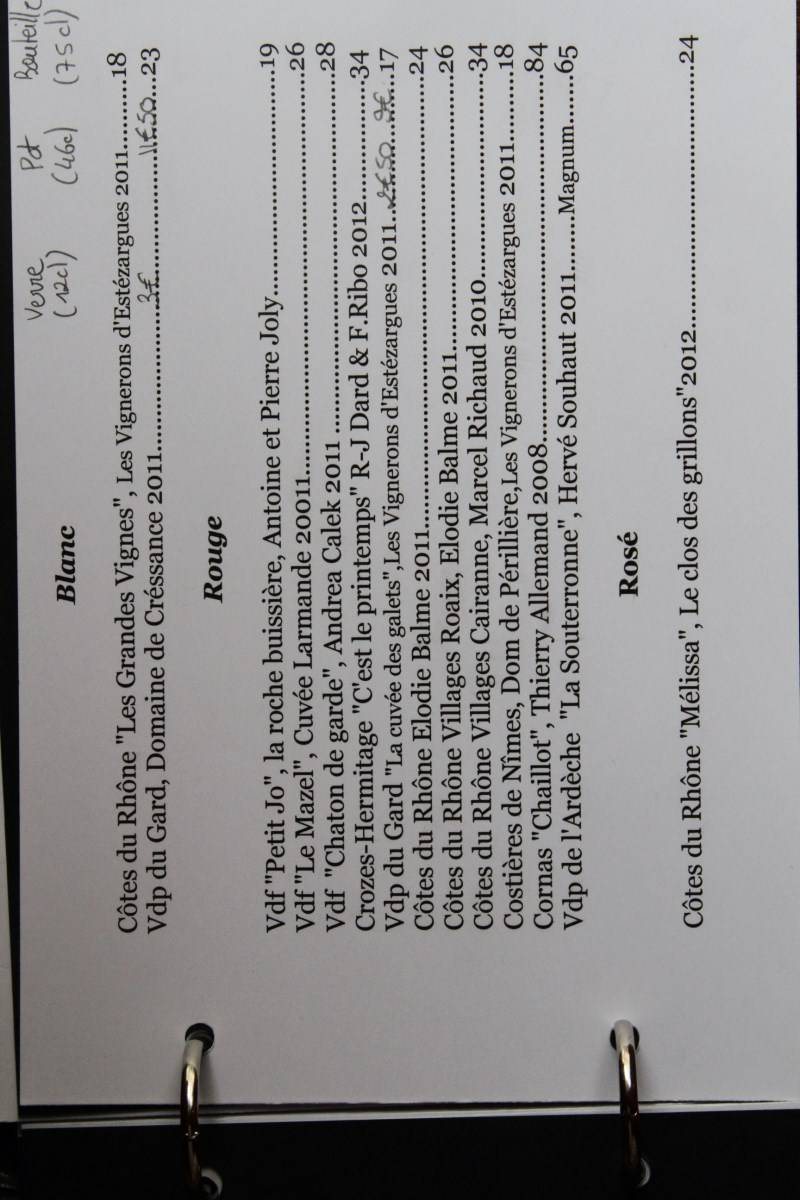 Menu au Chez Paul restaurant, Rennes