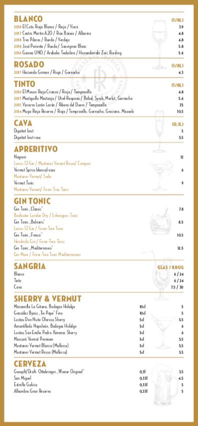 Speisekarte von Reserva Ibérica by PACO pub & Bar, Wien