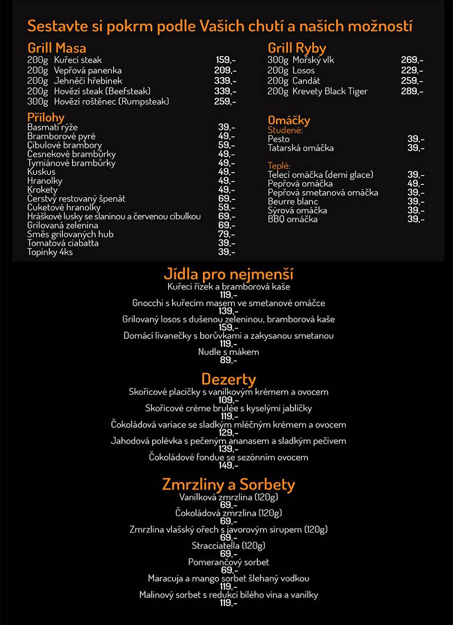 Menu at Restaurace ORANGE le MOON restaurant, Špindlerův Mlýn