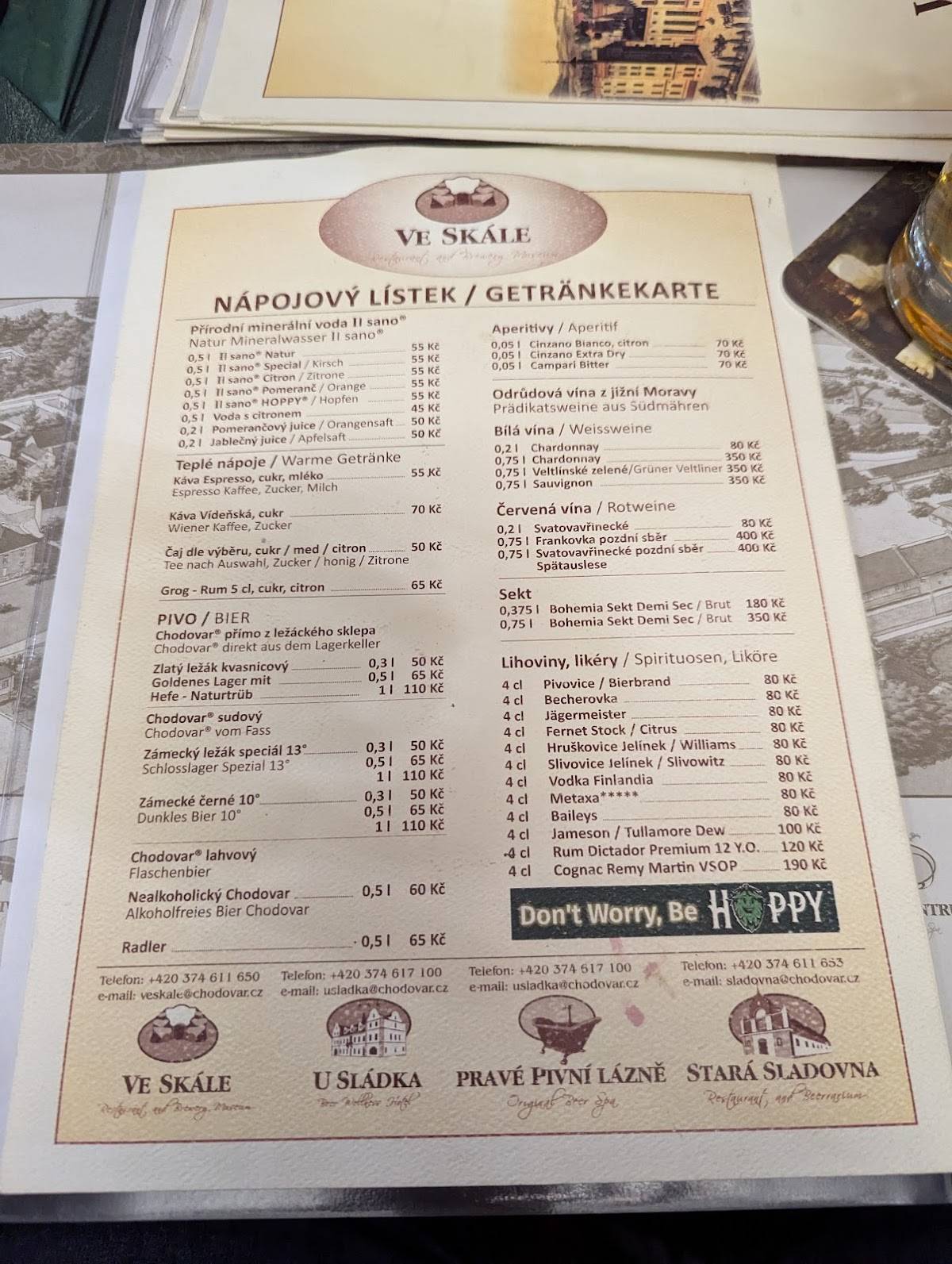 Menu at Restaurace Ve Skále restaurant, Chodová Planá