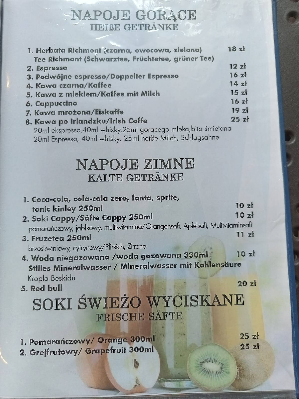 Menu at Restauracja Bałtycka restaurant, Ustronie Morskie