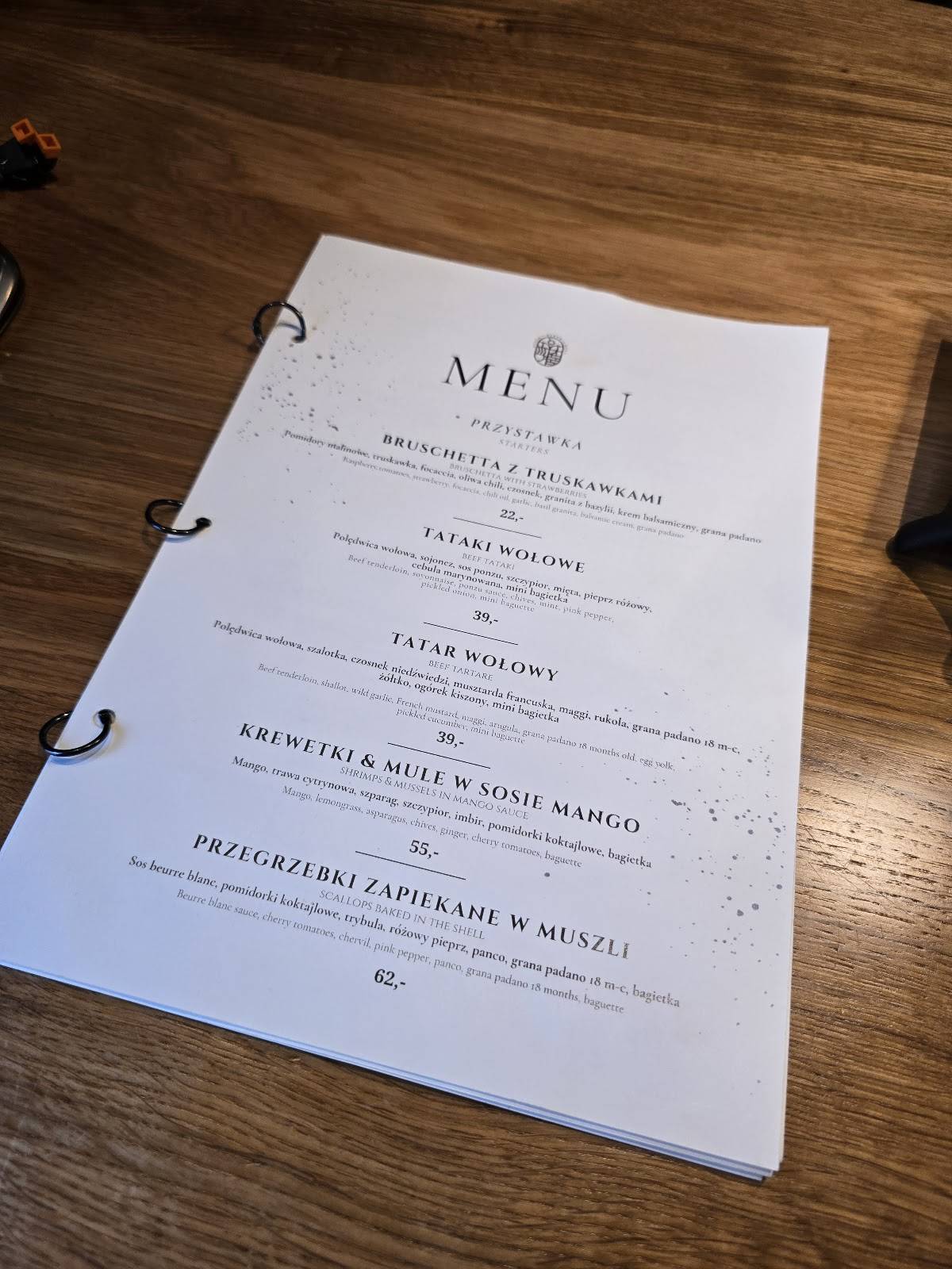 Menu at Restauracja Fyrtel restaurant, Chełmno