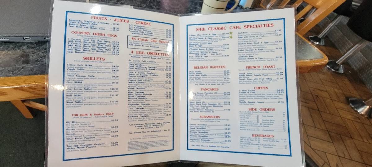 Menu at 84th Classic Cafe, West Allis