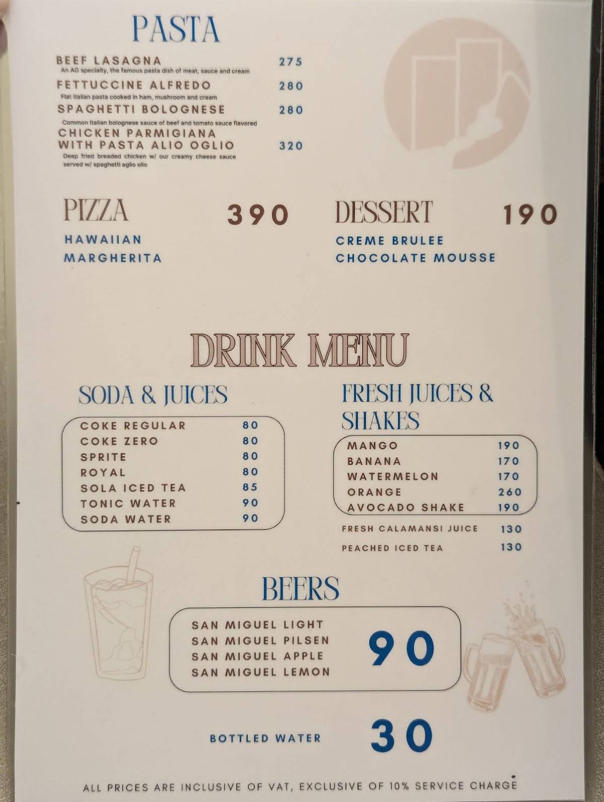 Menu at ABOVE GROUND, Minglanilla