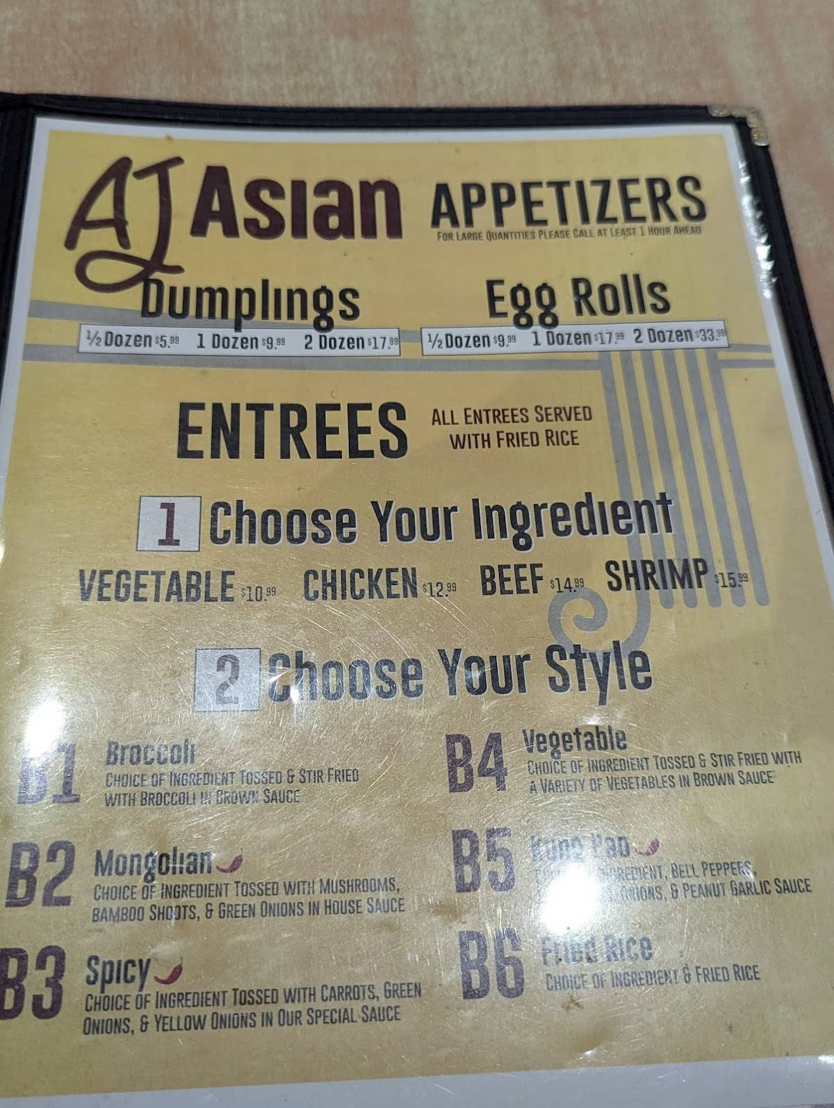 Menu at AJ's Kitchen restaurant, Idabel