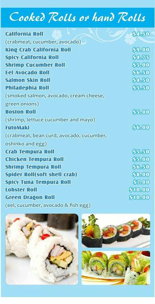 Menu at Aki Japanese Steakhouse and Sushi Bar, Altoona