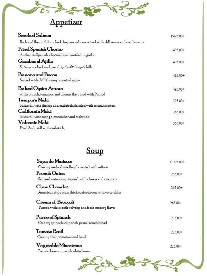 Menu at Annabel's restaurant, Quezon City, 194 Tomas Morato Avenue