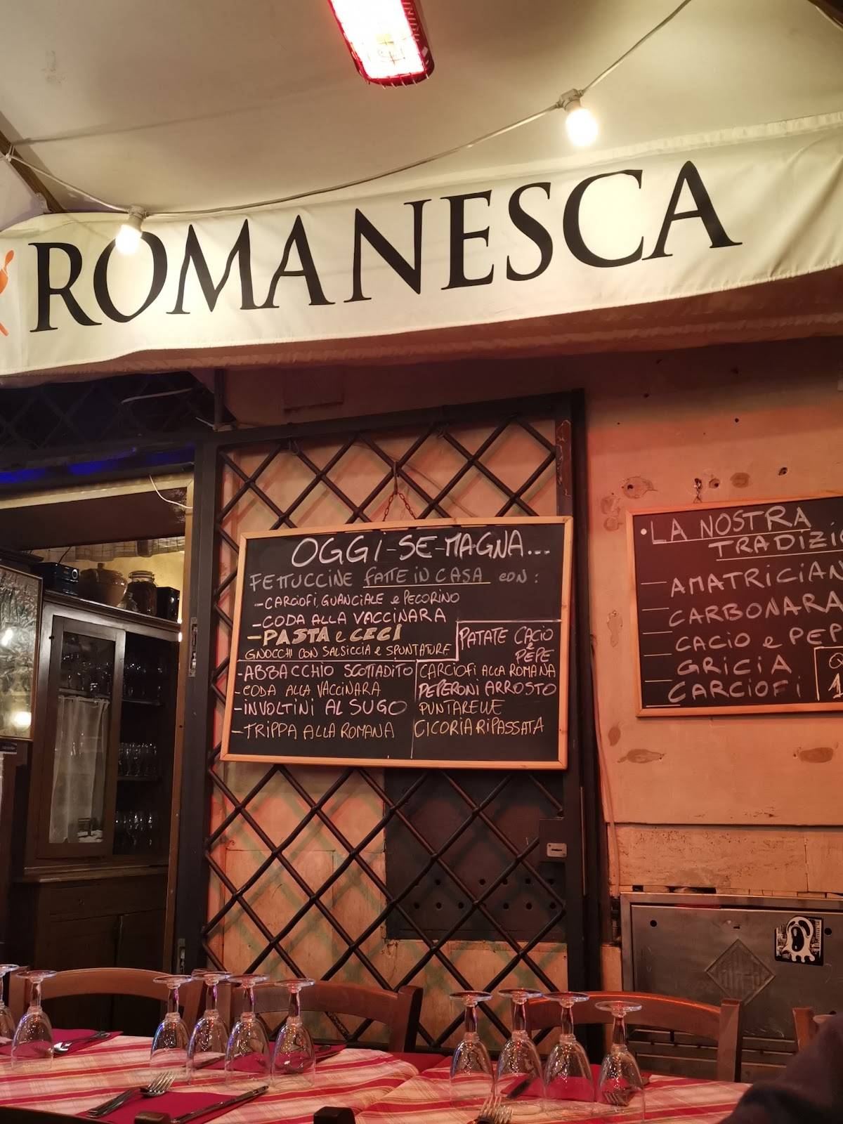 Menu at Antica Hostaria Romanesca restaurant, Rome