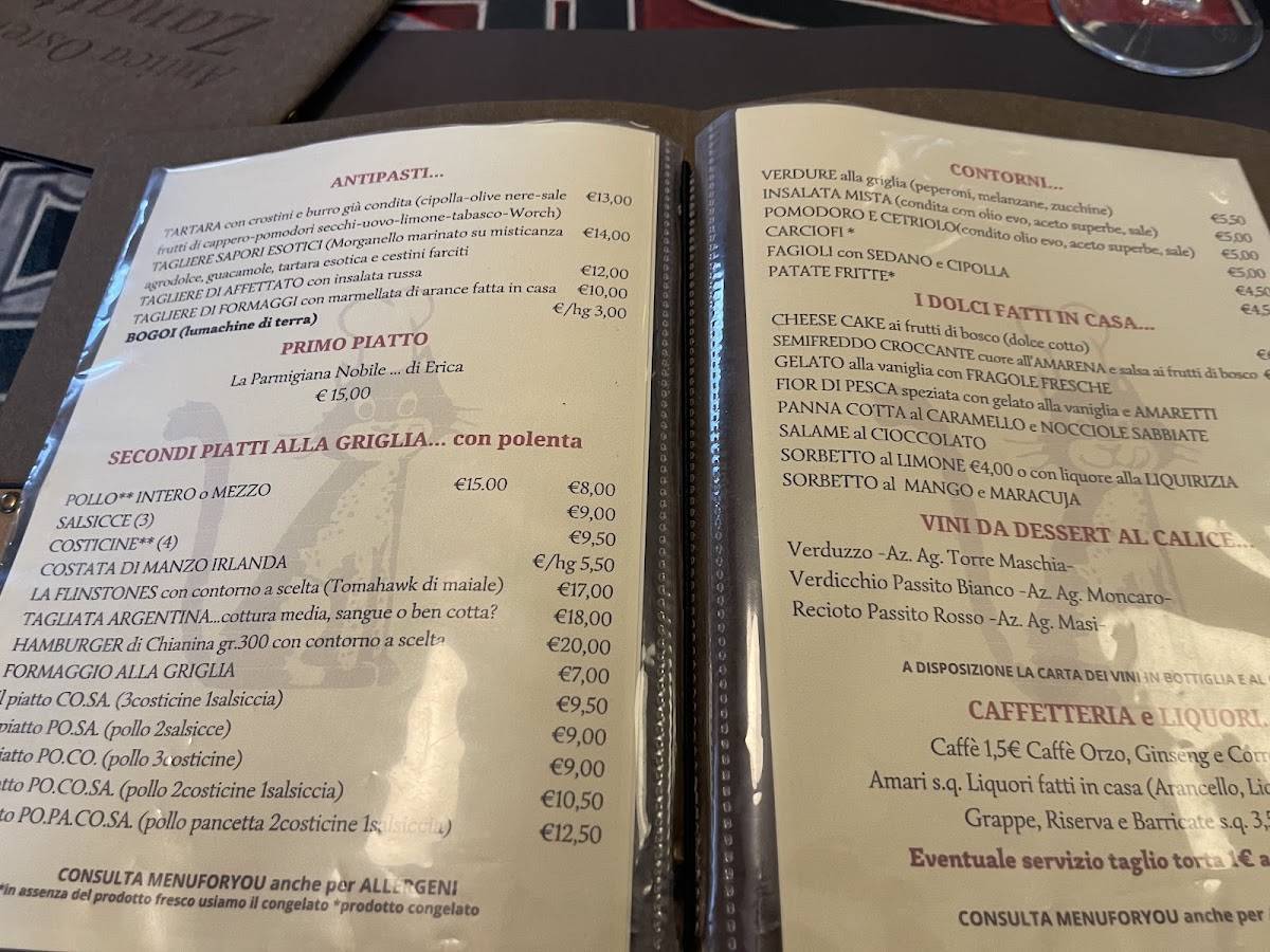 Menu da Antica Osteria Zanatta ristorante, Varago