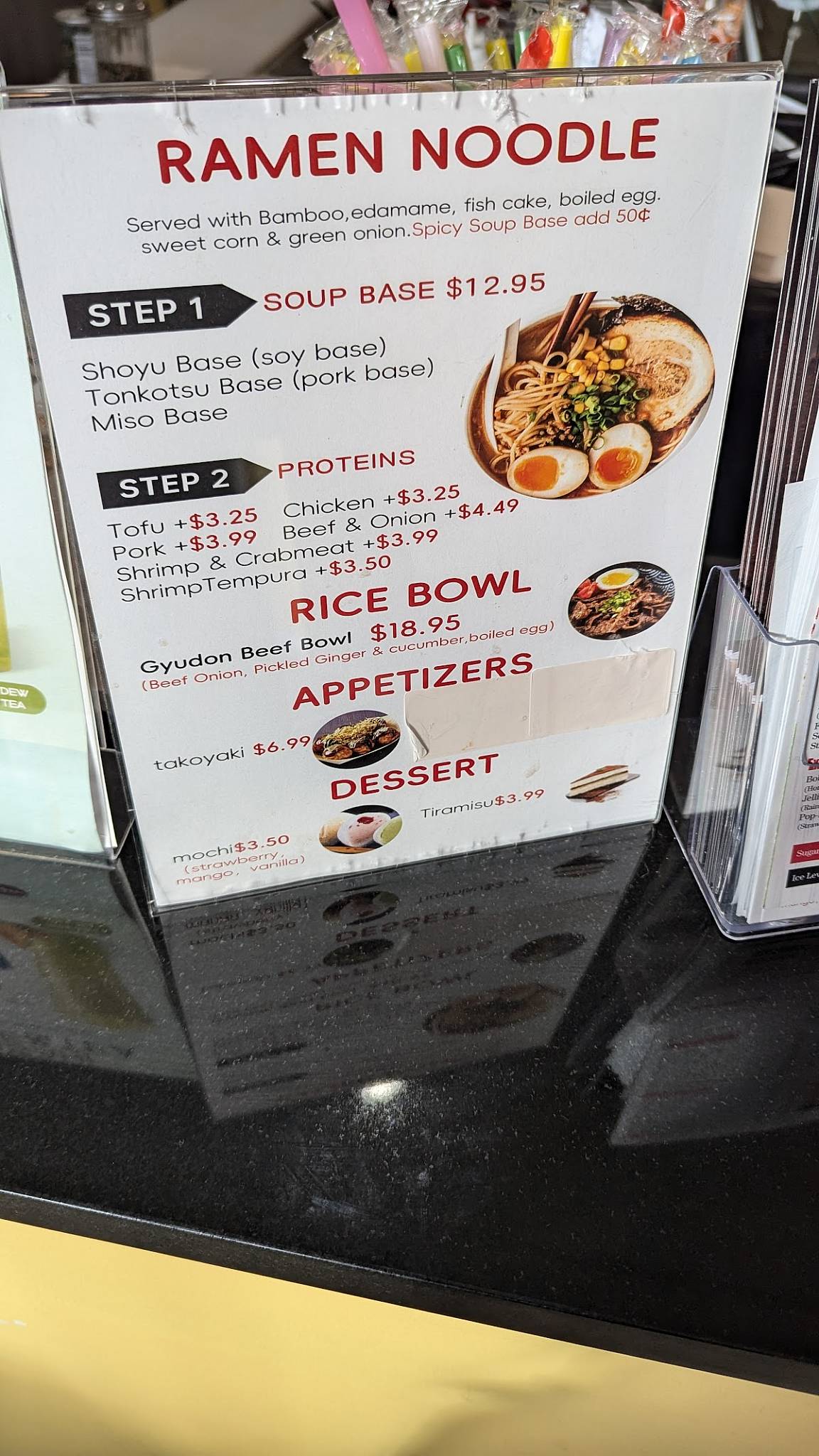 Menu at Asahi Poke&Tea, Beacon