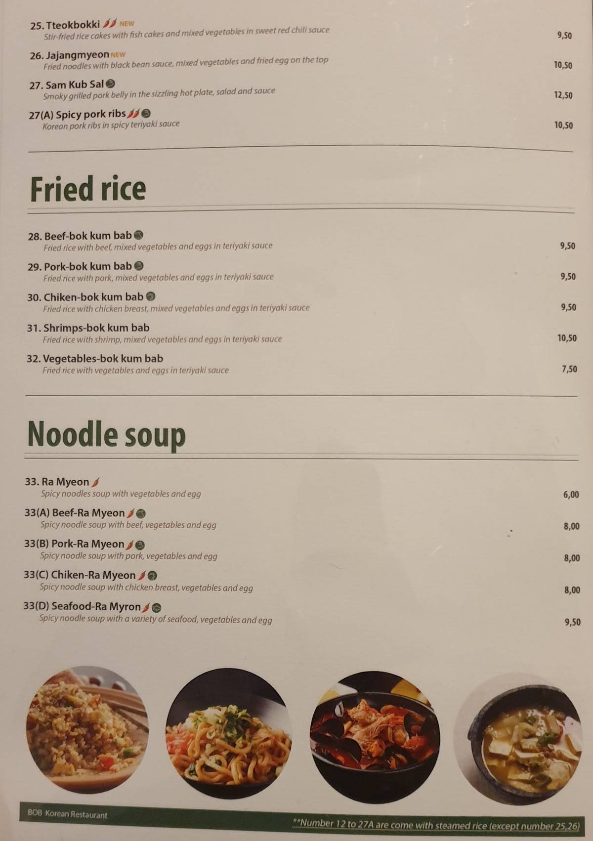 Menu at BAB Korean Restaurant, Grafenwöhr