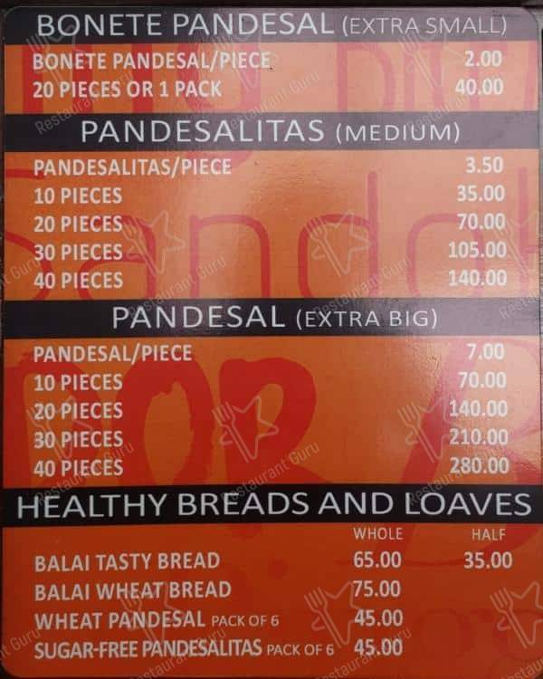 Menu at Balai Pandesal - Escriva Drive, Pasig, Escriva Dr