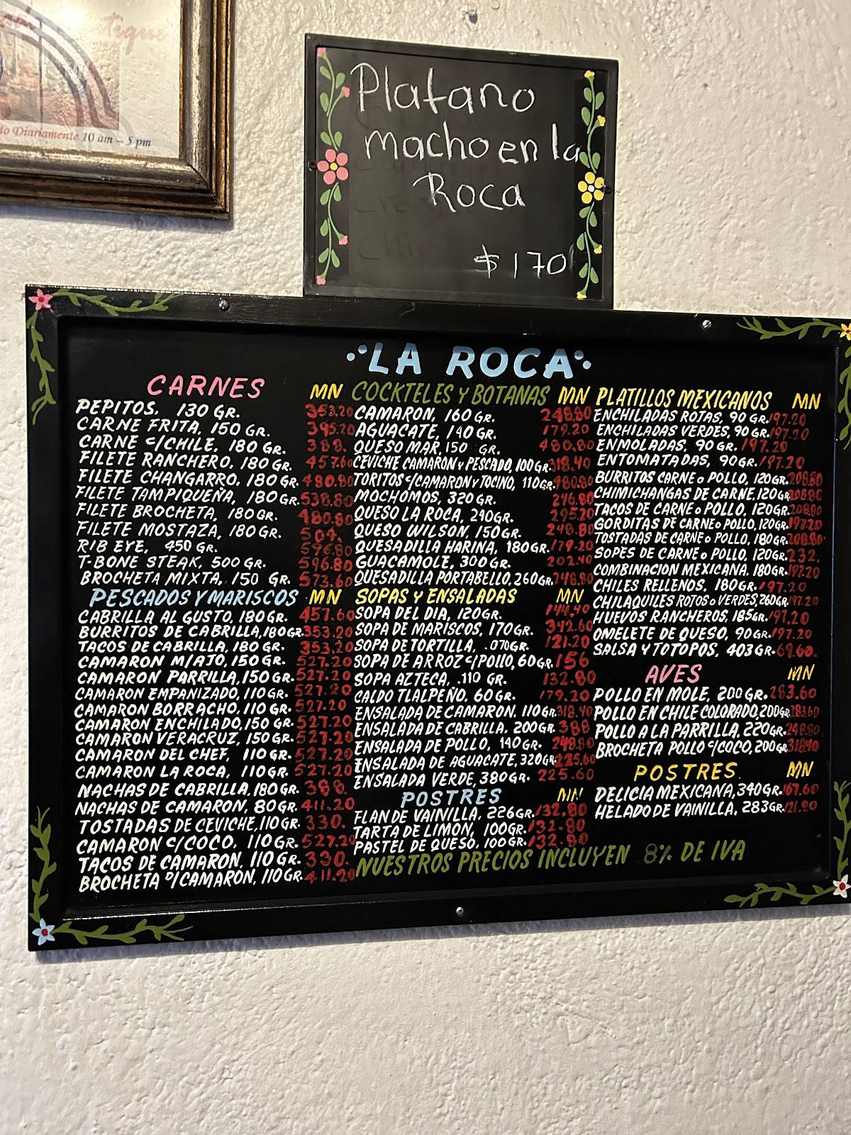 Menu at Restaurant Bar La Roca, Nogales, C. Elías 91