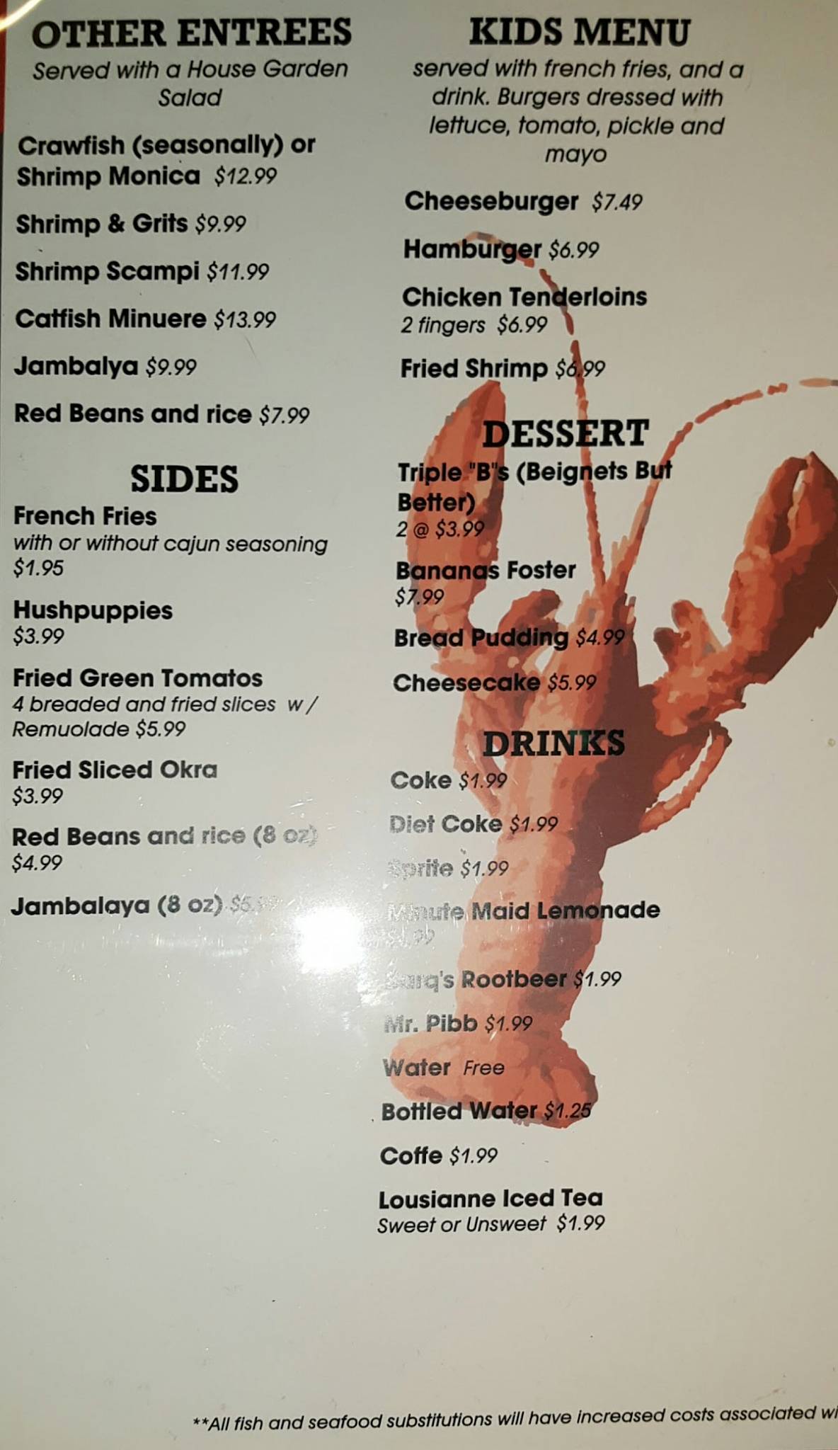 Menu at Bayou Boys restaurant, Johnson City, N Roan St Suite A-1