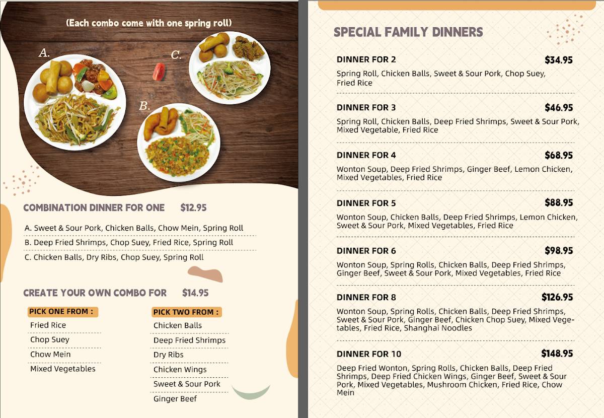 Menu at Bethune Chinese Kitchen restaurant, Bethune