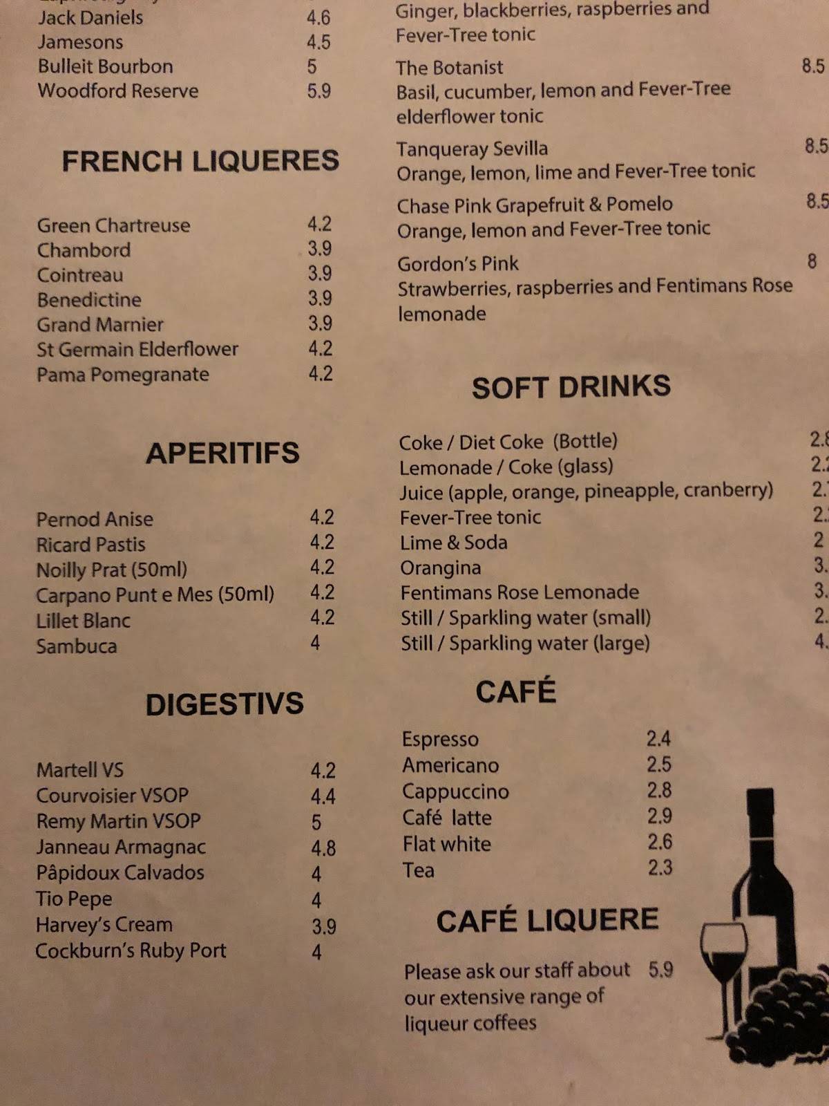 Menu at Bistro Pierre restaurant, Liverpool, 14 Button St