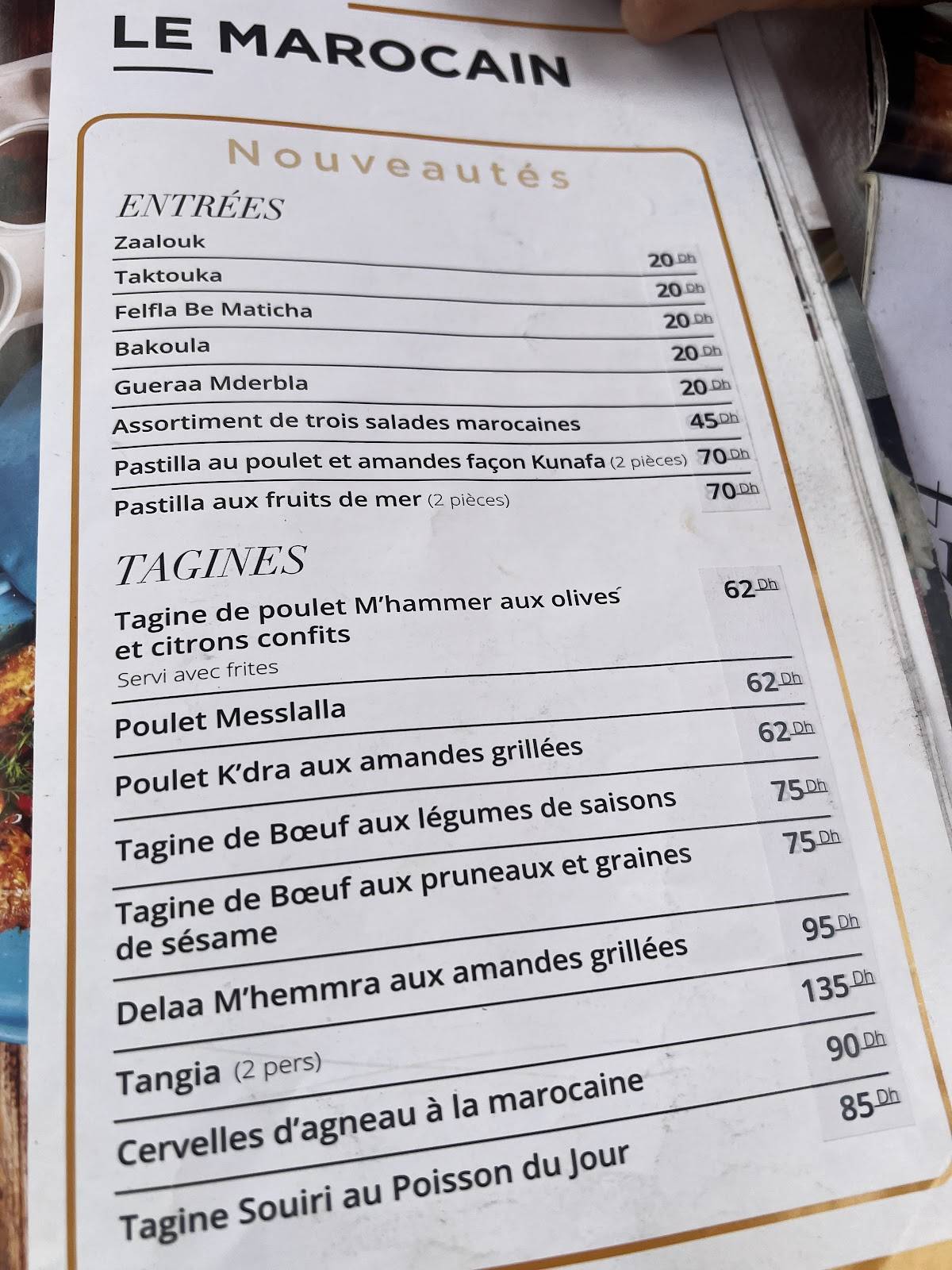 Menu at Blue Berry Rabat restaurant, Rabat