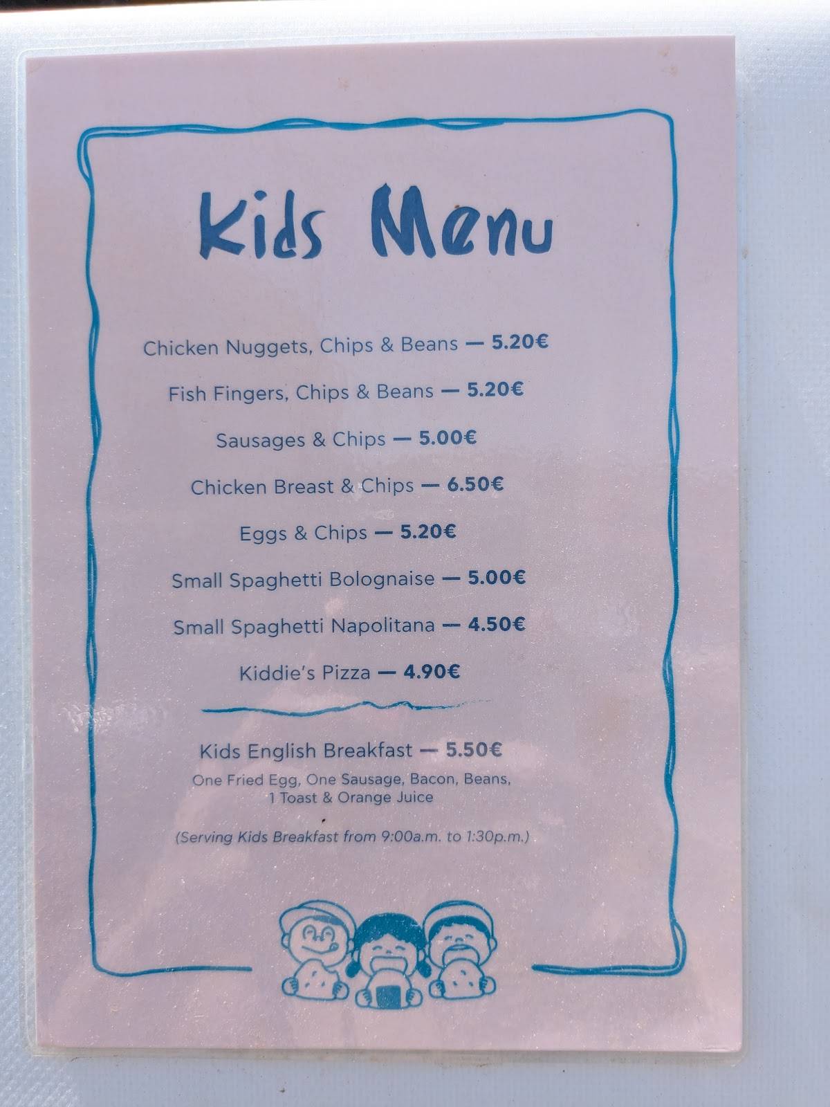 Menu at Bolero Restaurant, Kassiopi