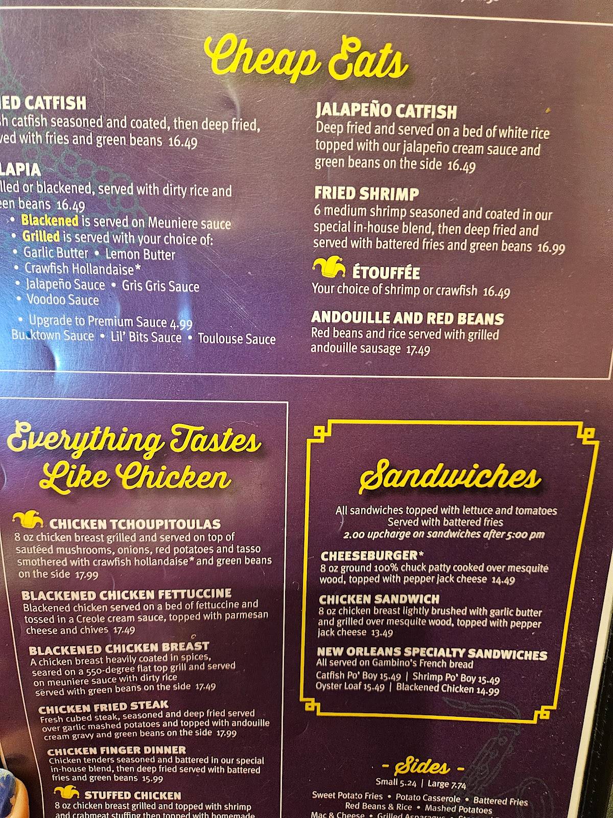 Menu at Boo-Ray's of New Orleans restaurant, Hudson Oaks, 201 Hudson ...