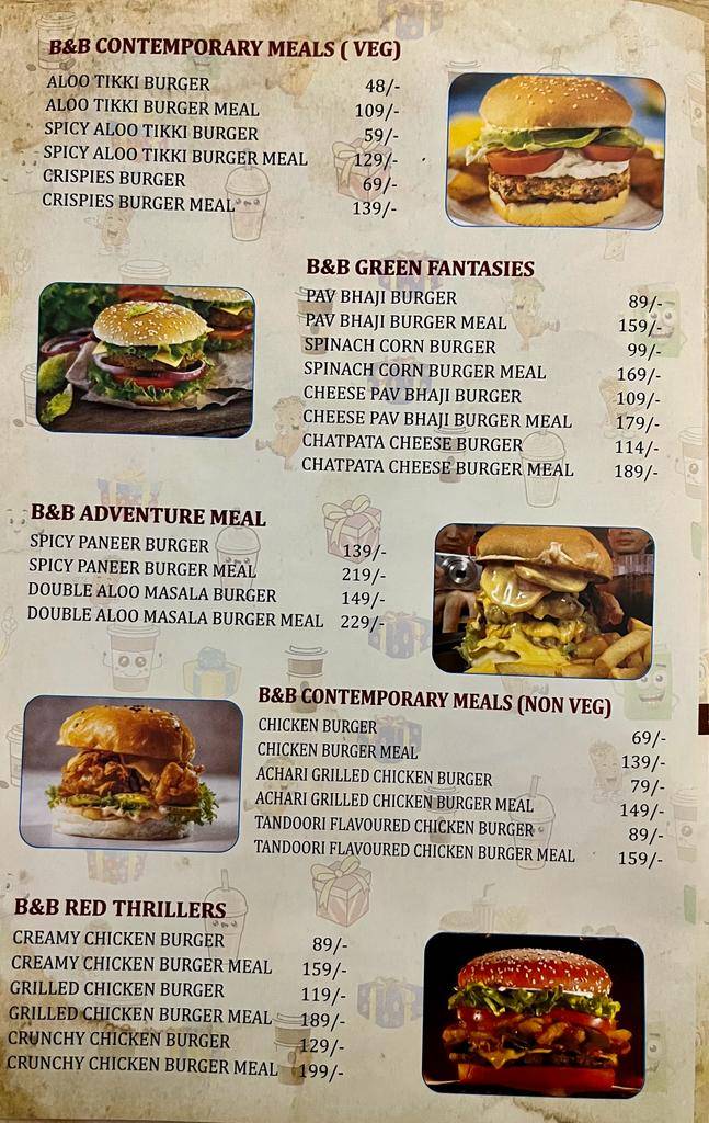 Menu at Books & Burgers, Jaipur
