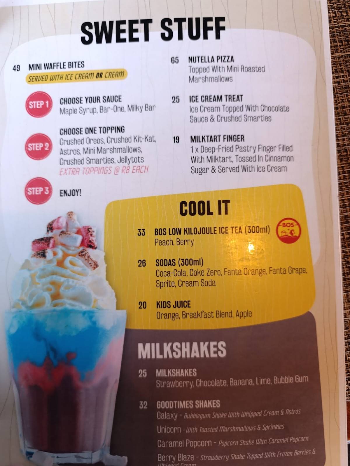 Menu at Bossa Fourways restaurant, Randburg