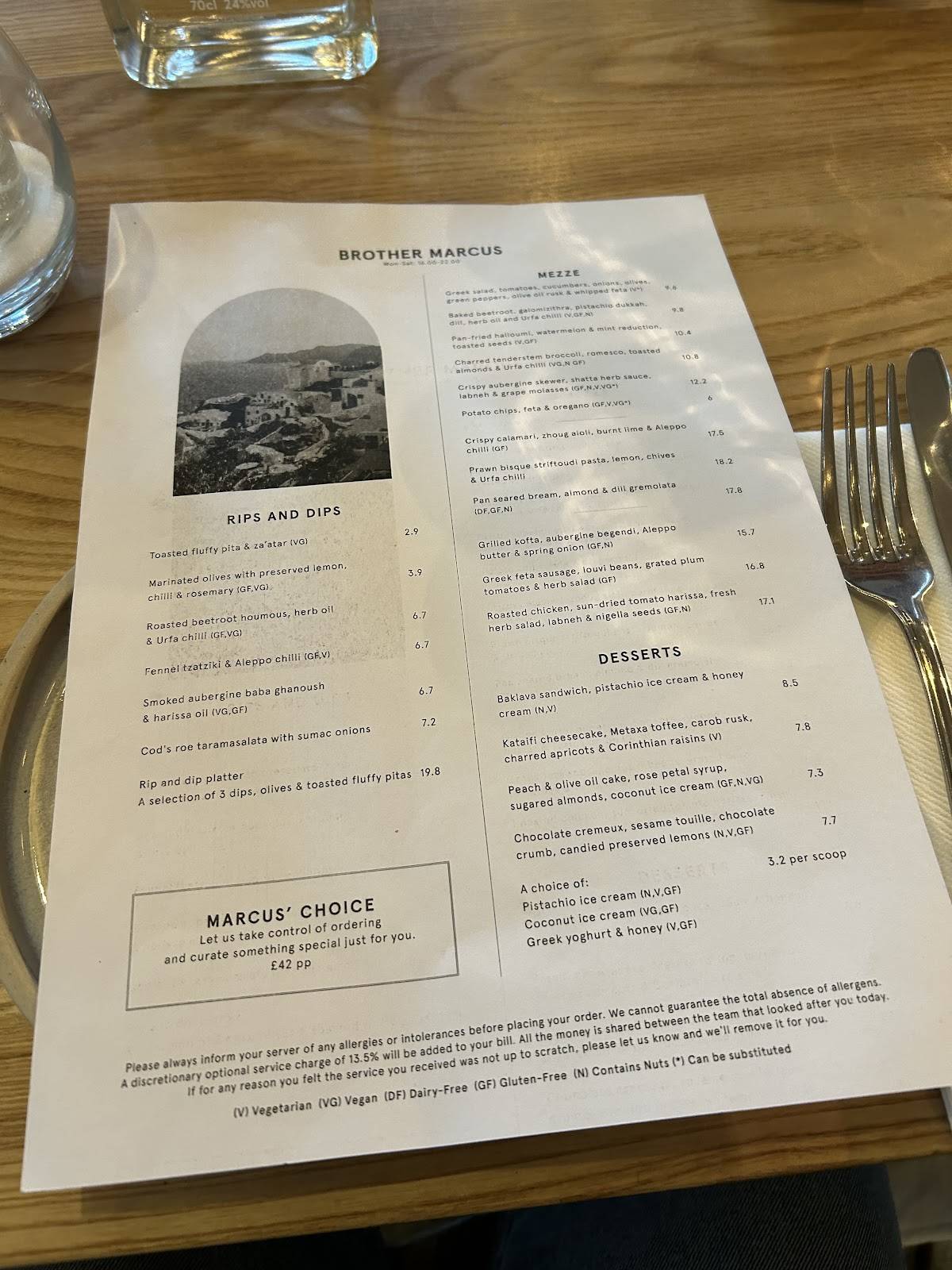 Menu at Brother Marcus Borough restaurant, London