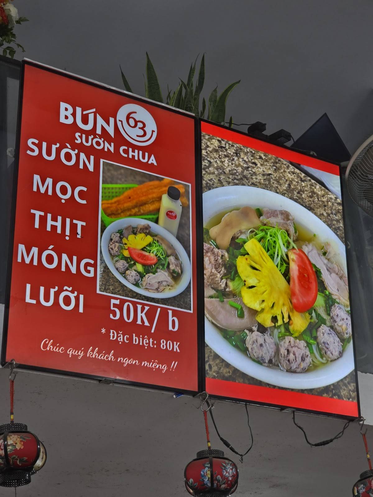 Menu at Bún Sườn Chua Xã Đàn restaurant, Hanoi, 63-181 P. Xã Đàn
