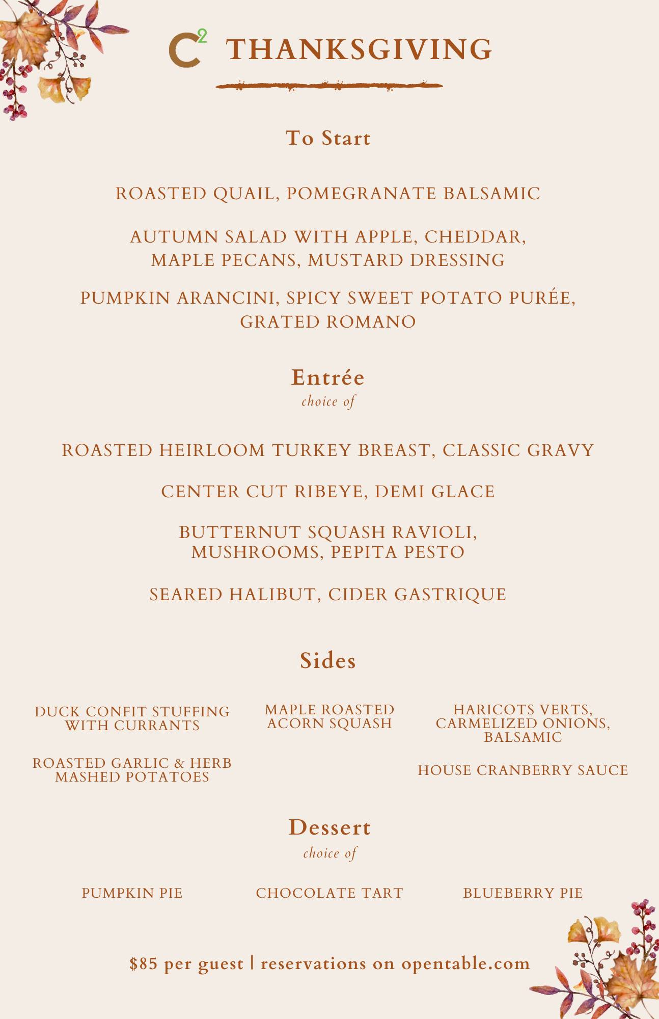 Menu at C2- Congress Squared Restaurant & Bar, Portland