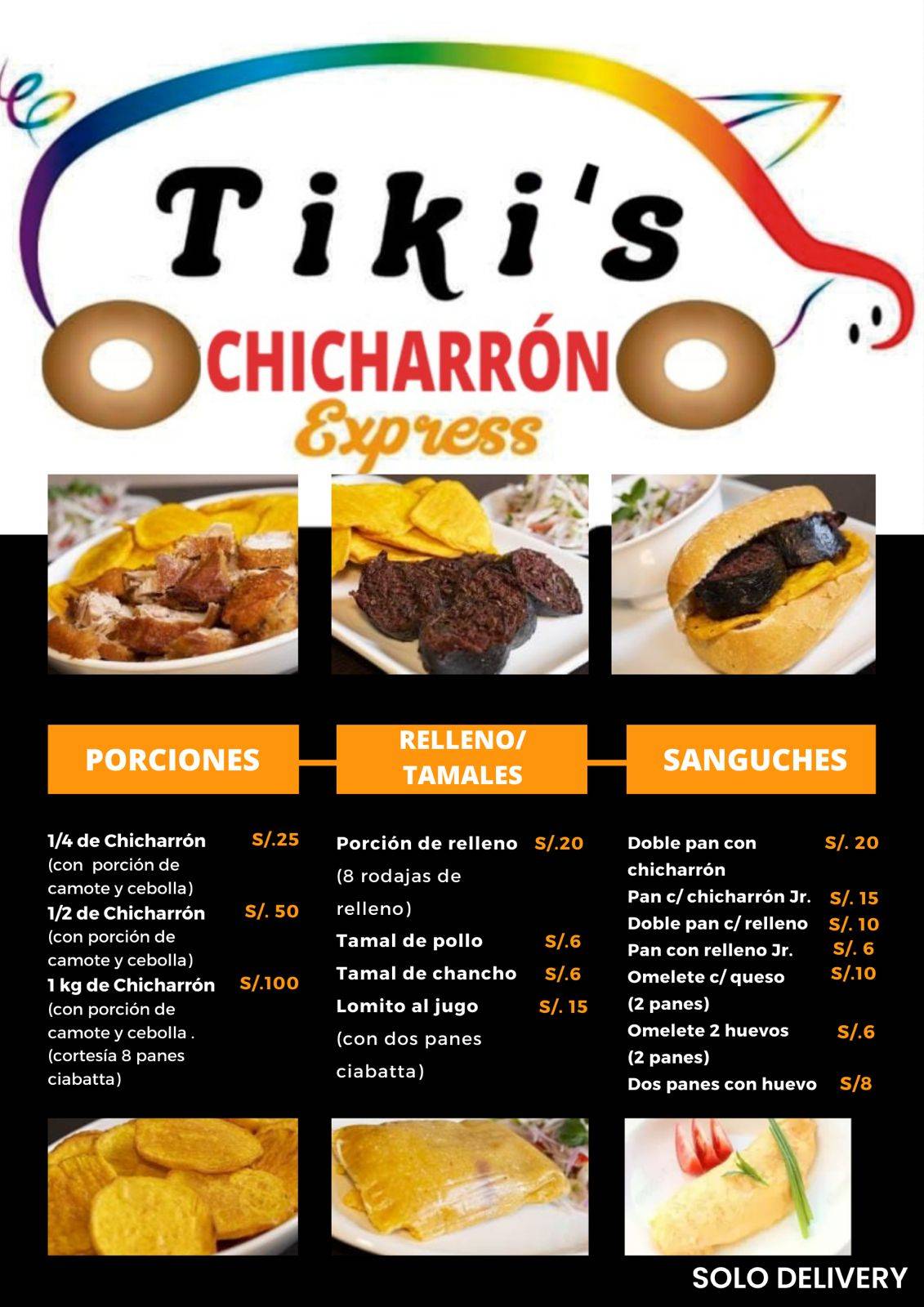 Menu at CHICHARRONERIA - TIKI'S Chicharron express restaurant, La Victoria