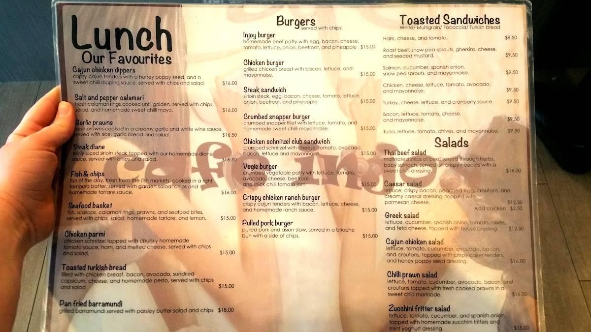 Menu at Cafe Injoy is Open 7 days a week., Nicholls