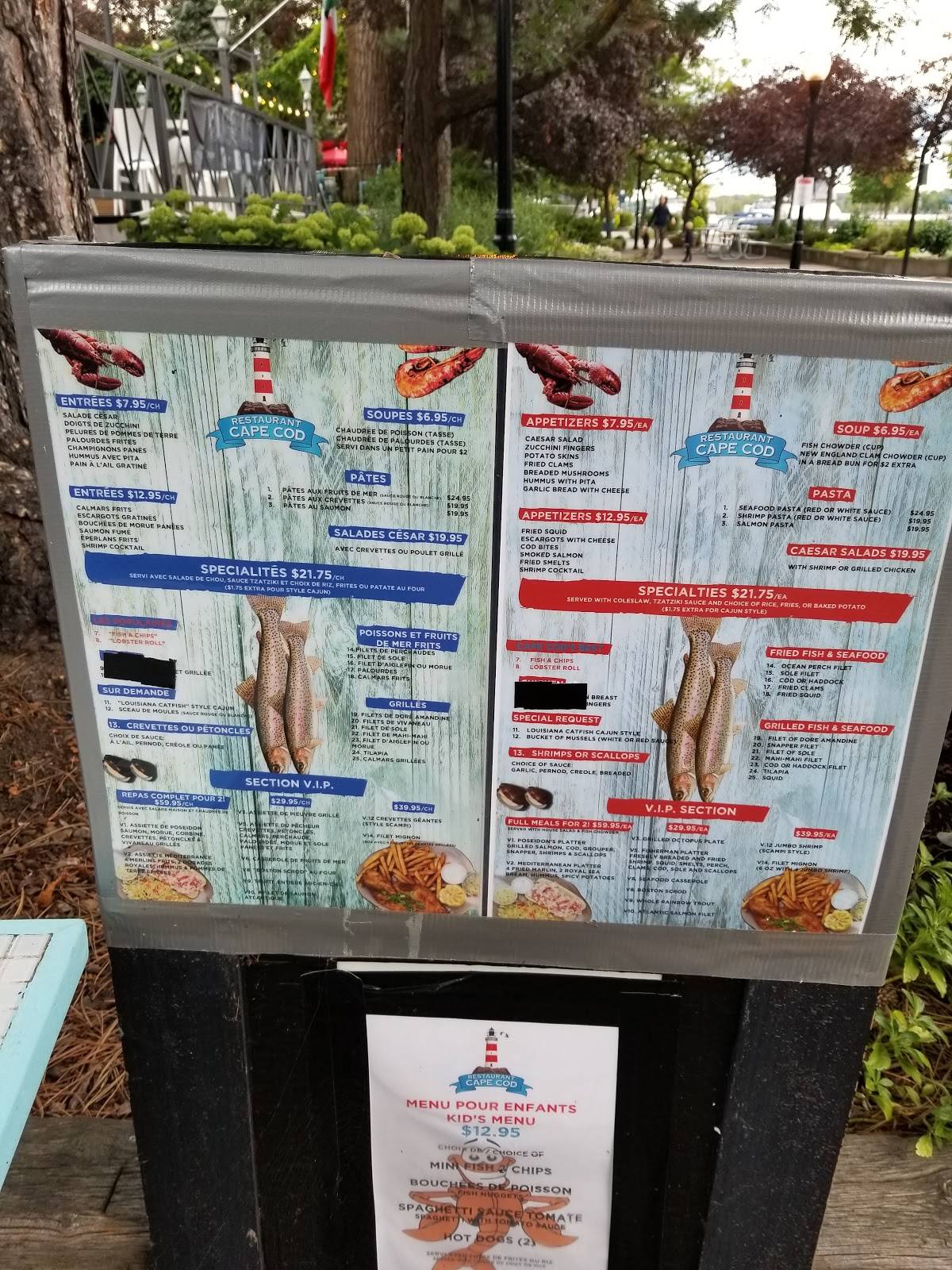 Menu at Restaurant Cape Cod, Sainte-Anne-de-Bellevue
