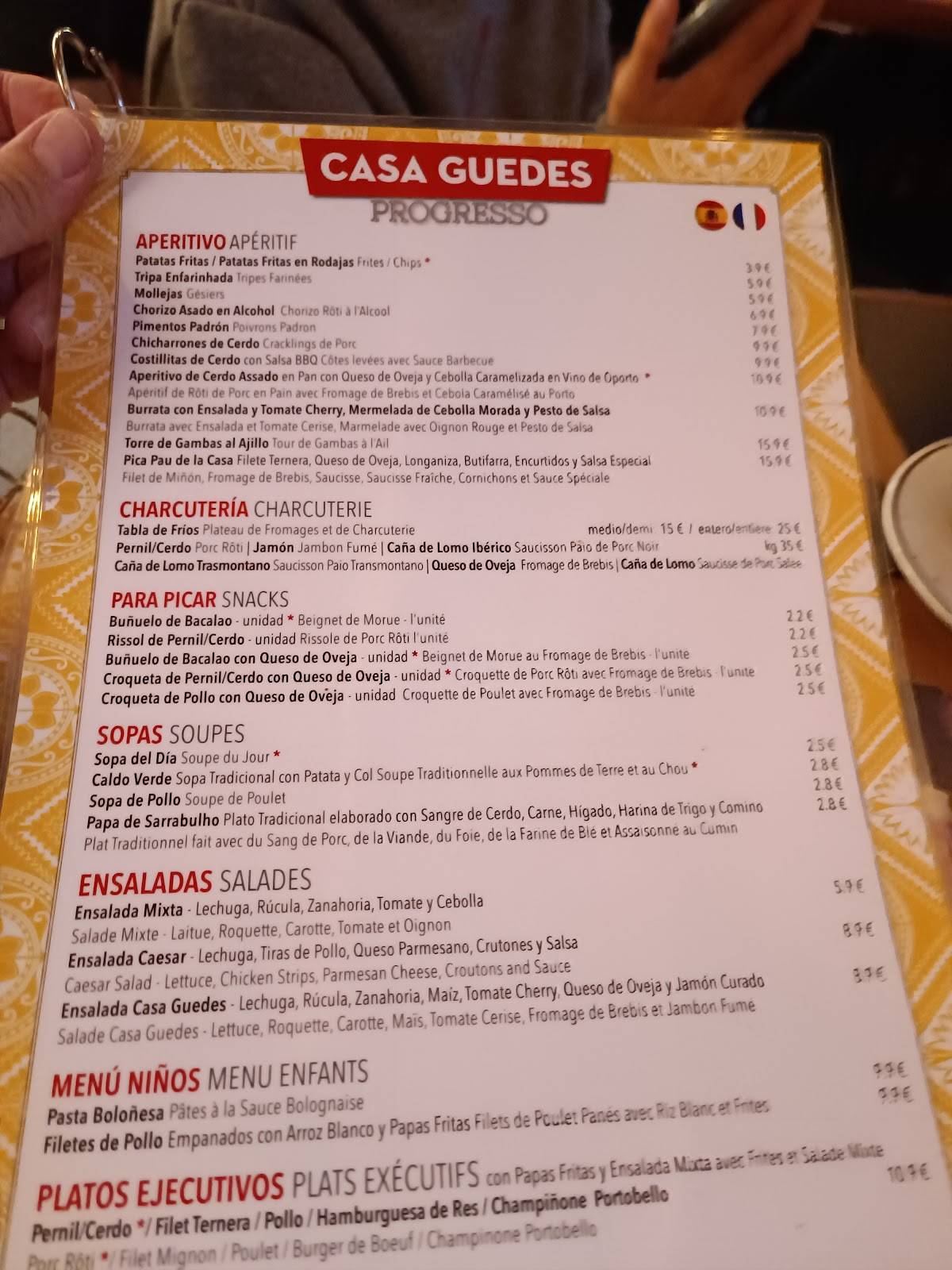 Carta del restaurante Casa Guedes Tradicional, Oporto