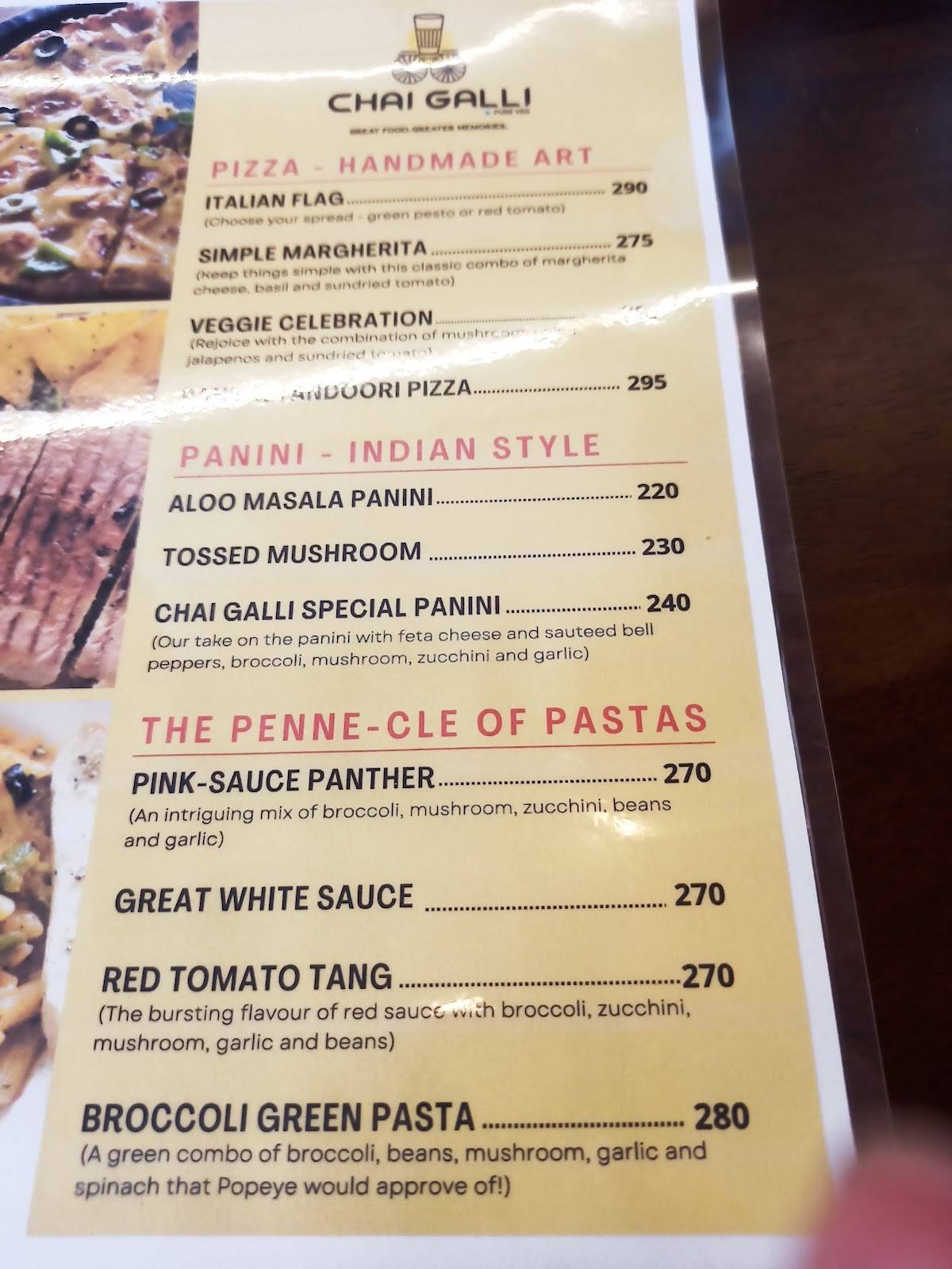 Menu at Chai Galli, Bengaluru, 7th cross