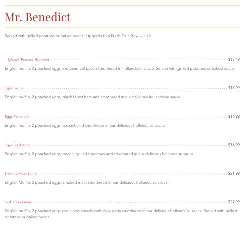 Menu at Chances R Restaurant, Ottawa