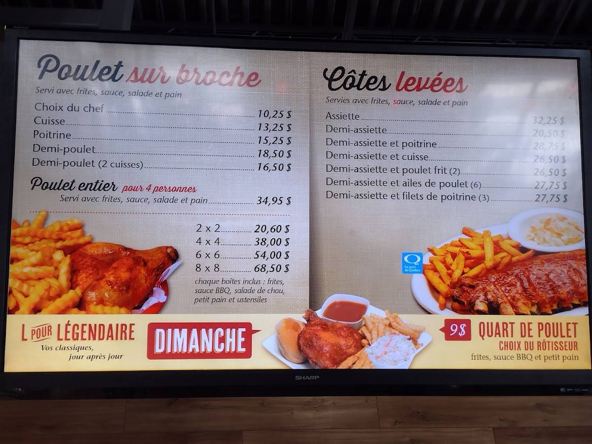 Menu au Chez Louis poulet et pizza restaurant, Drummondville, 150 Rue ...