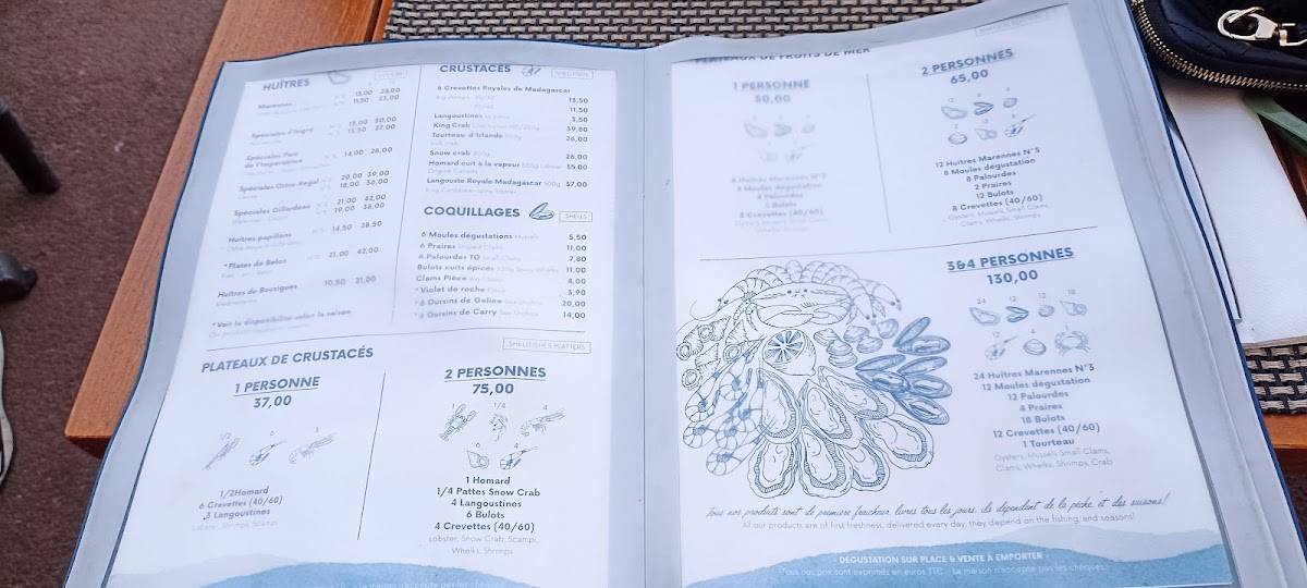 Menu at Chez Roger restaurant, Marseille