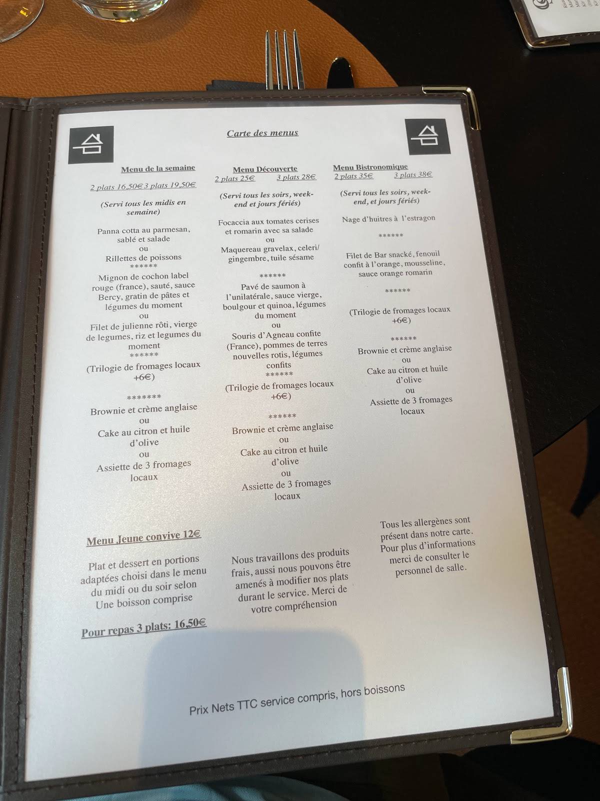 Menu au Restaurant Chez Simon, Josselin