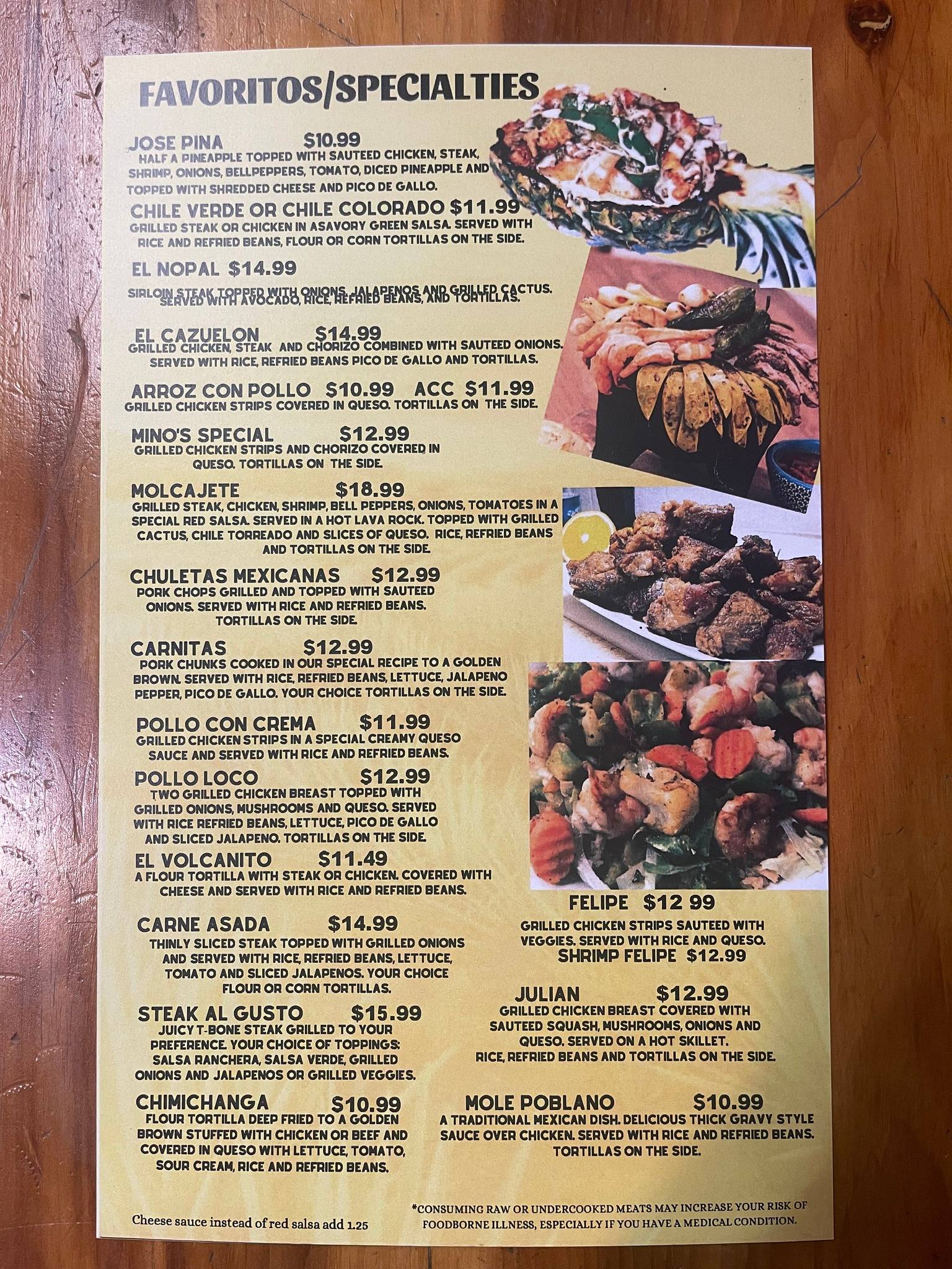 Menu at Chile Verde Mexican Restaurant, Wilkesboro