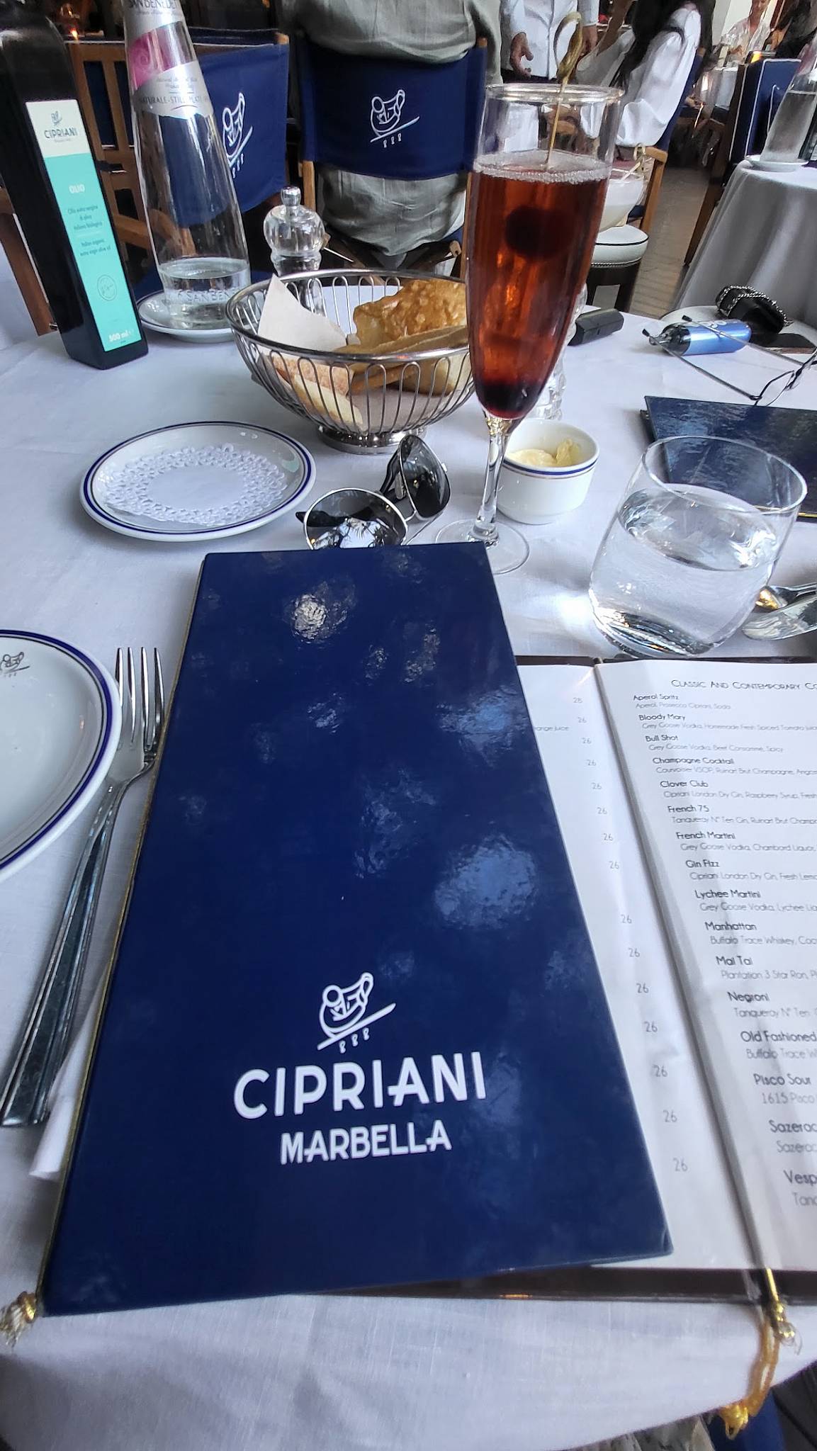Menu at Cipriani Marbella restaurant, Marbella