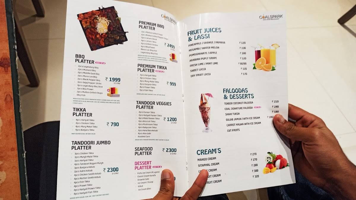Menu at CoalSpark Restaurant, Hyderabad