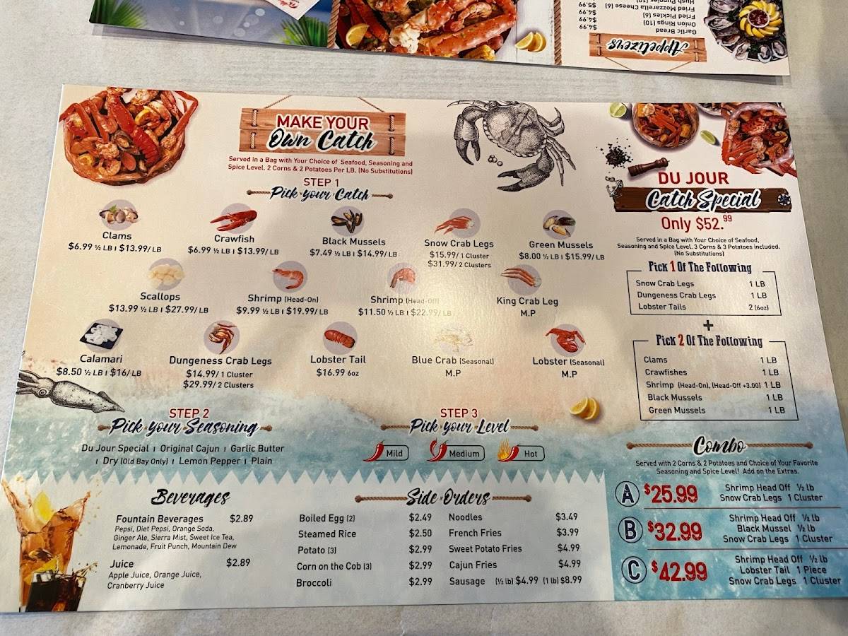 Menu at Crab Du Jour Cajun Seafood & Bar, Hamilton Township