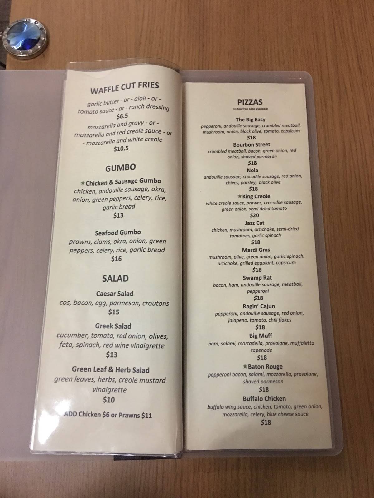 Menu at Creole Soul Kitchen restaurant, Spring Hill
