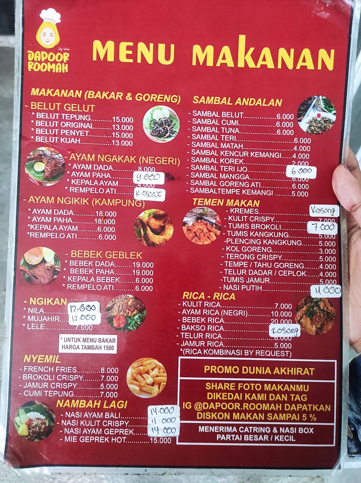 Menu at DAPOOR ROOMAH, Salatiga
