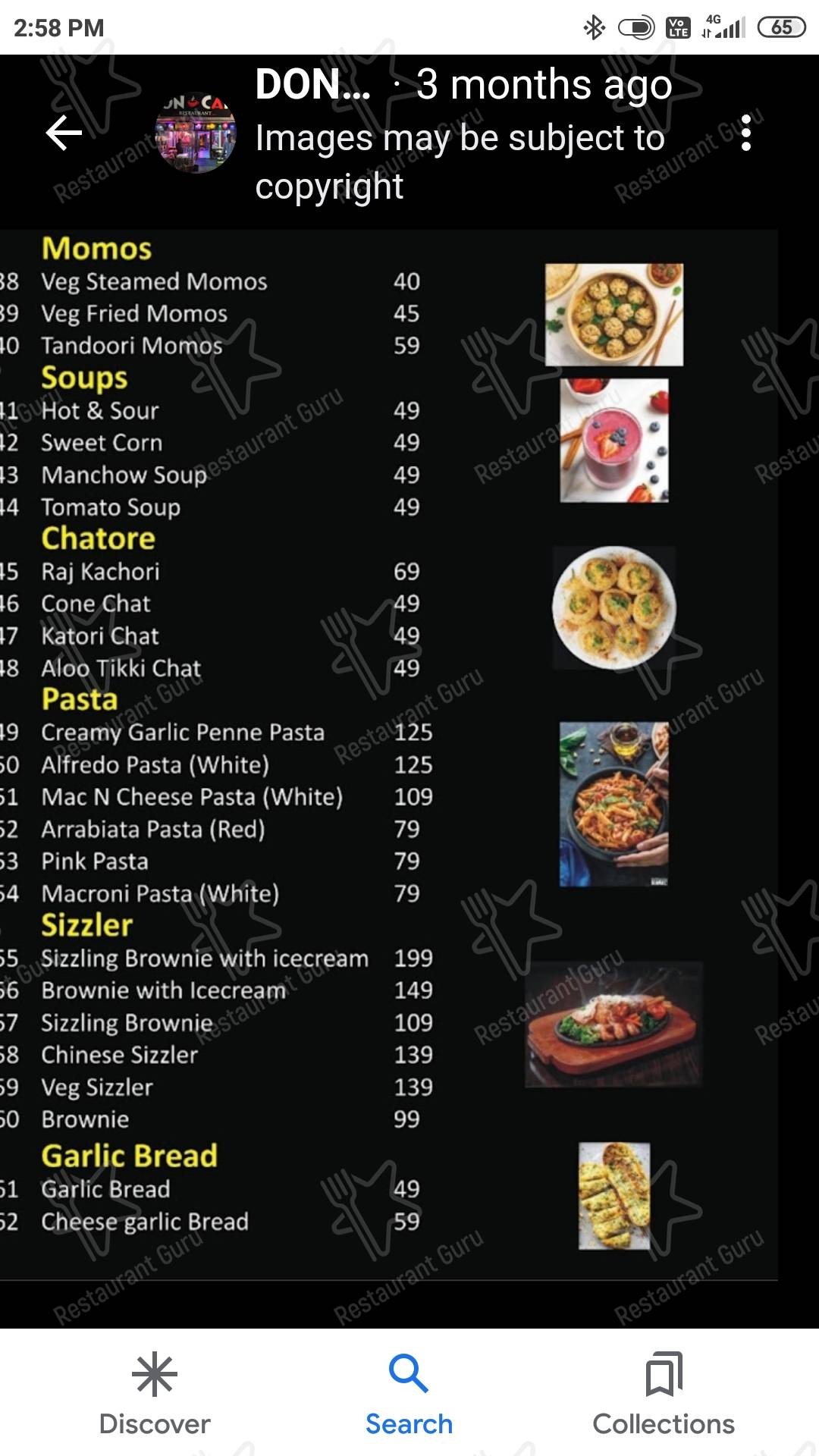 Menu at DON CAFE&RESTAURANT, Kareli