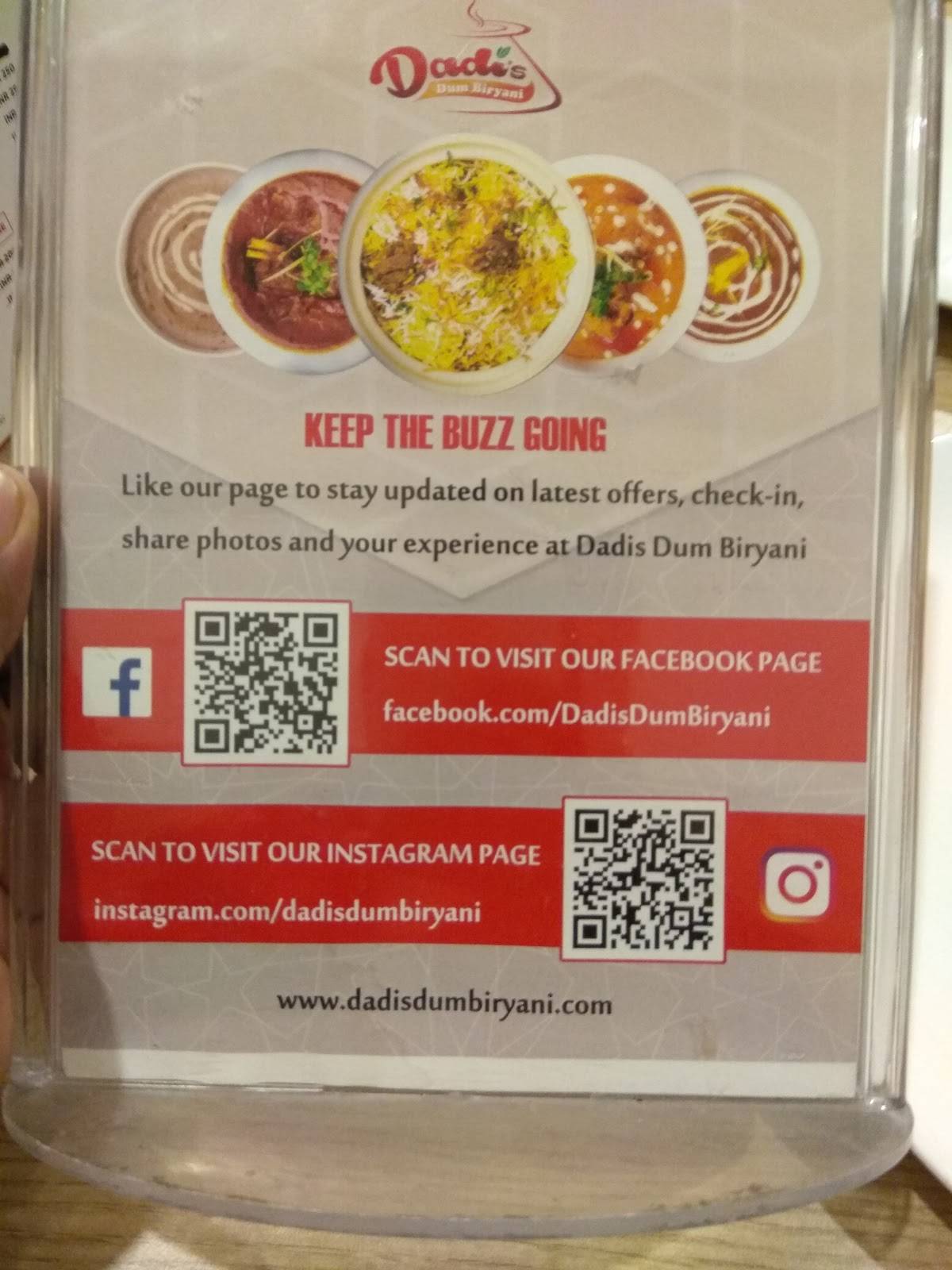 Menu at Dadi's Kitchen, Bengaluru, WJP5+925