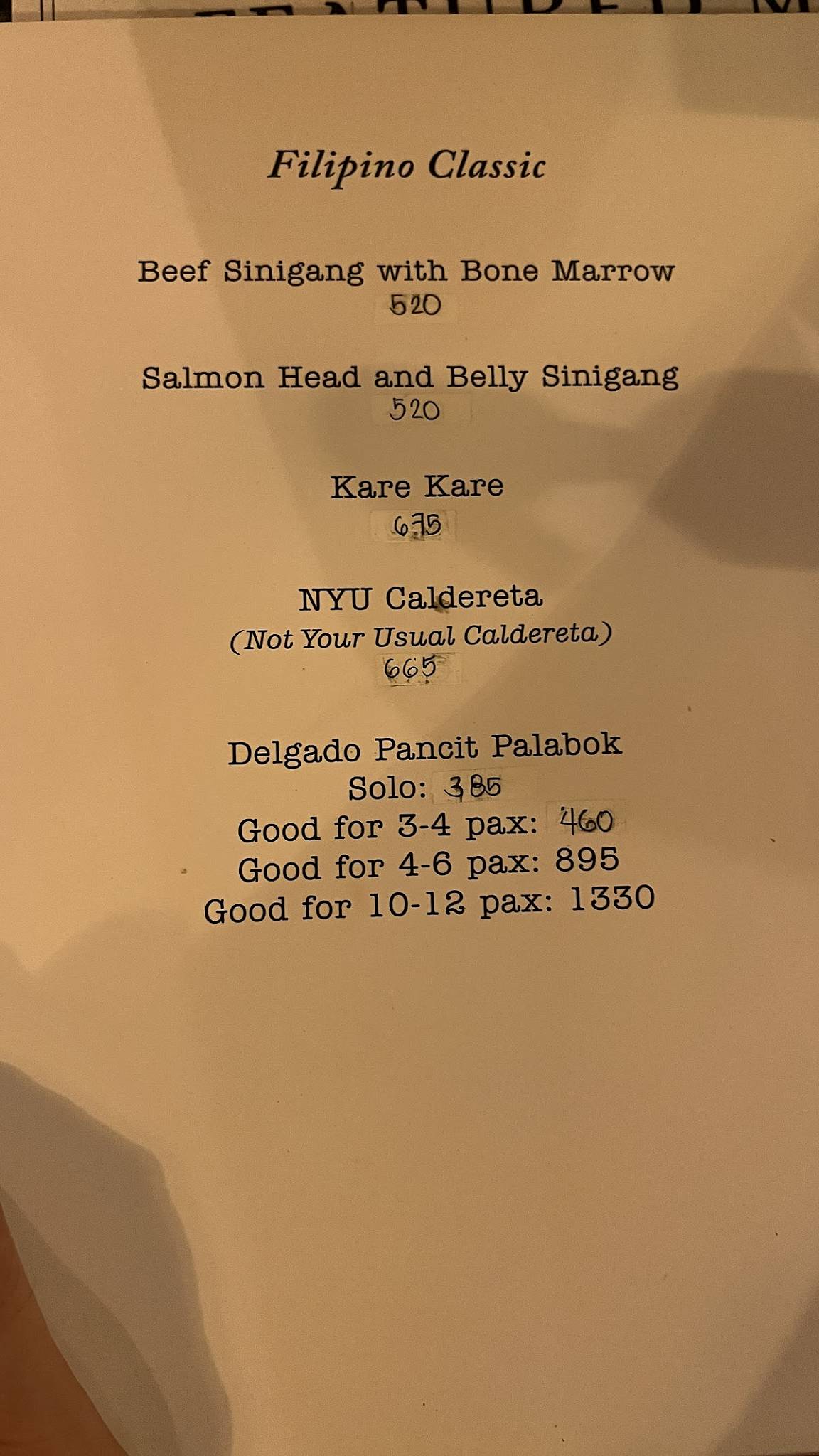 Menu at Delgado.112 restaurant, Quezon City