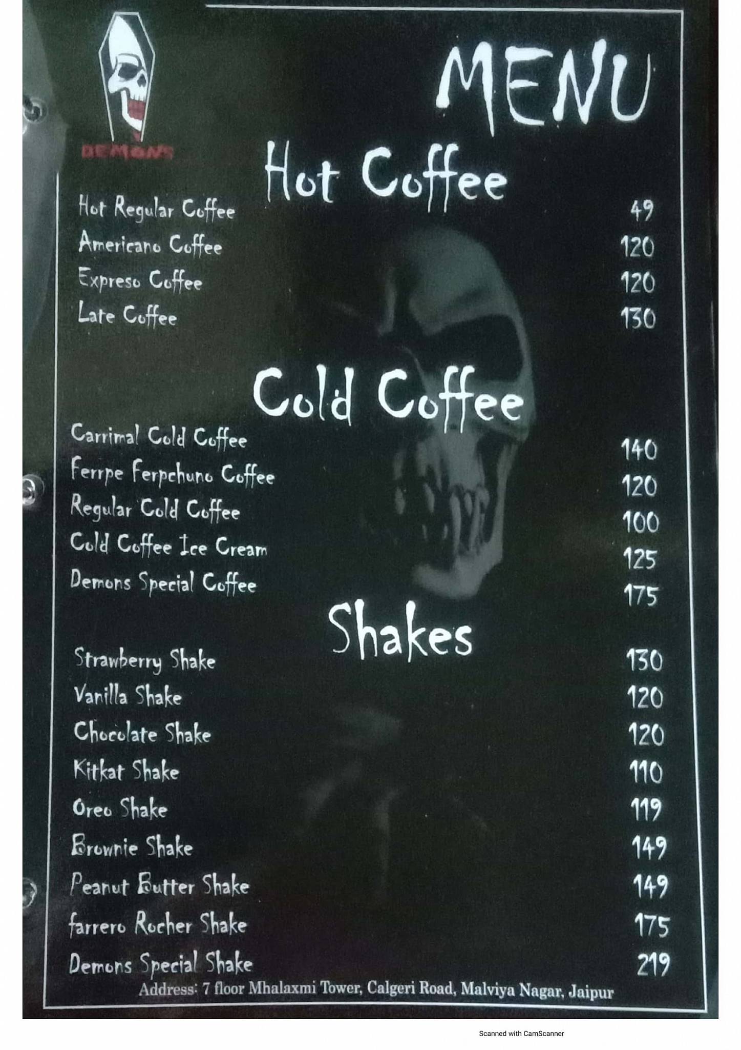 Menu at Demons cafe &Lounge, Jaipur